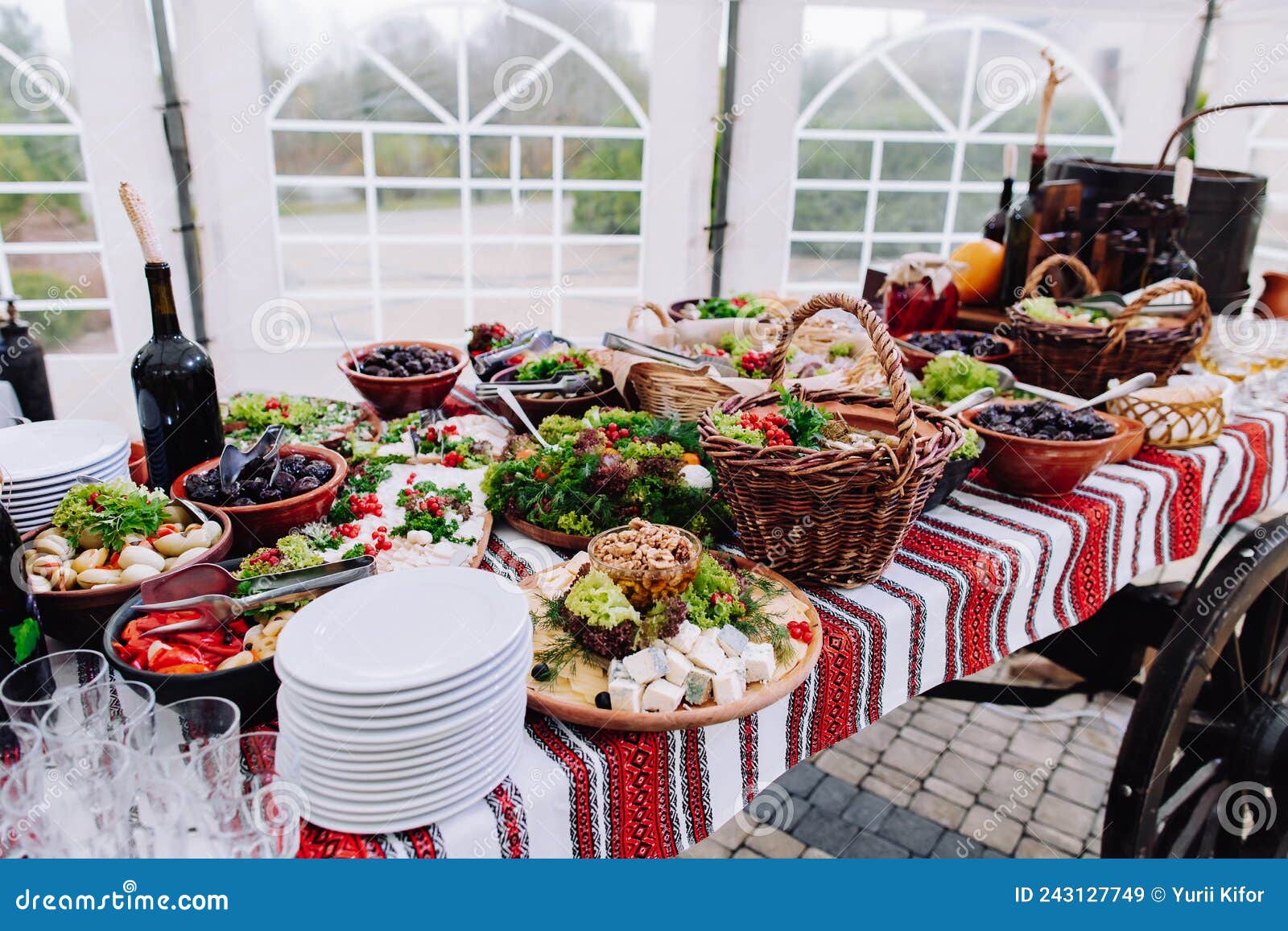 Ukrainian Buffet Table. Impressive Buffet In The Wedding Hall. Cossack ...