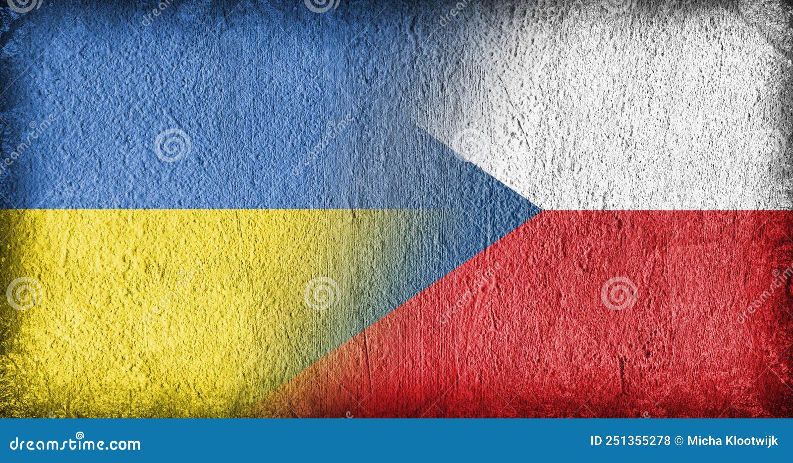Ukrainian and Czech Republic Flag on Concrete Stock Photo - Image of ...