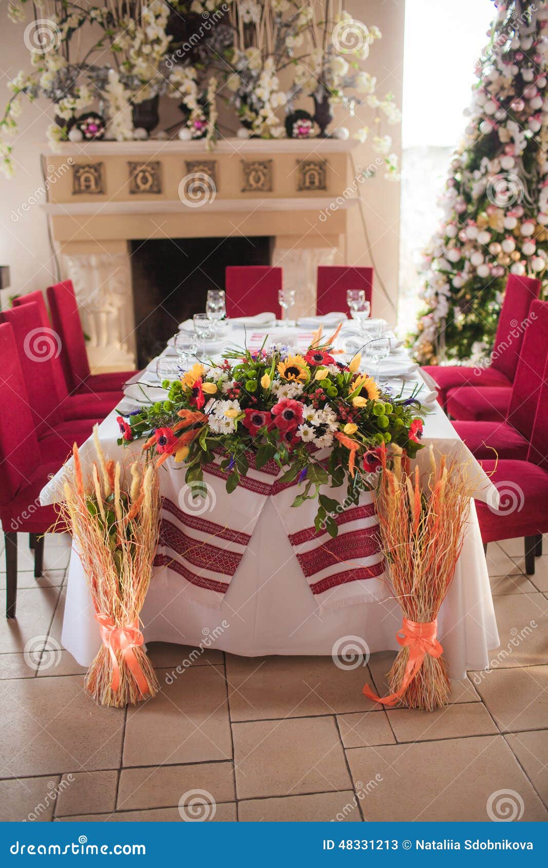 Ukrainian decorated table stock image. Image of dinner - 48331213