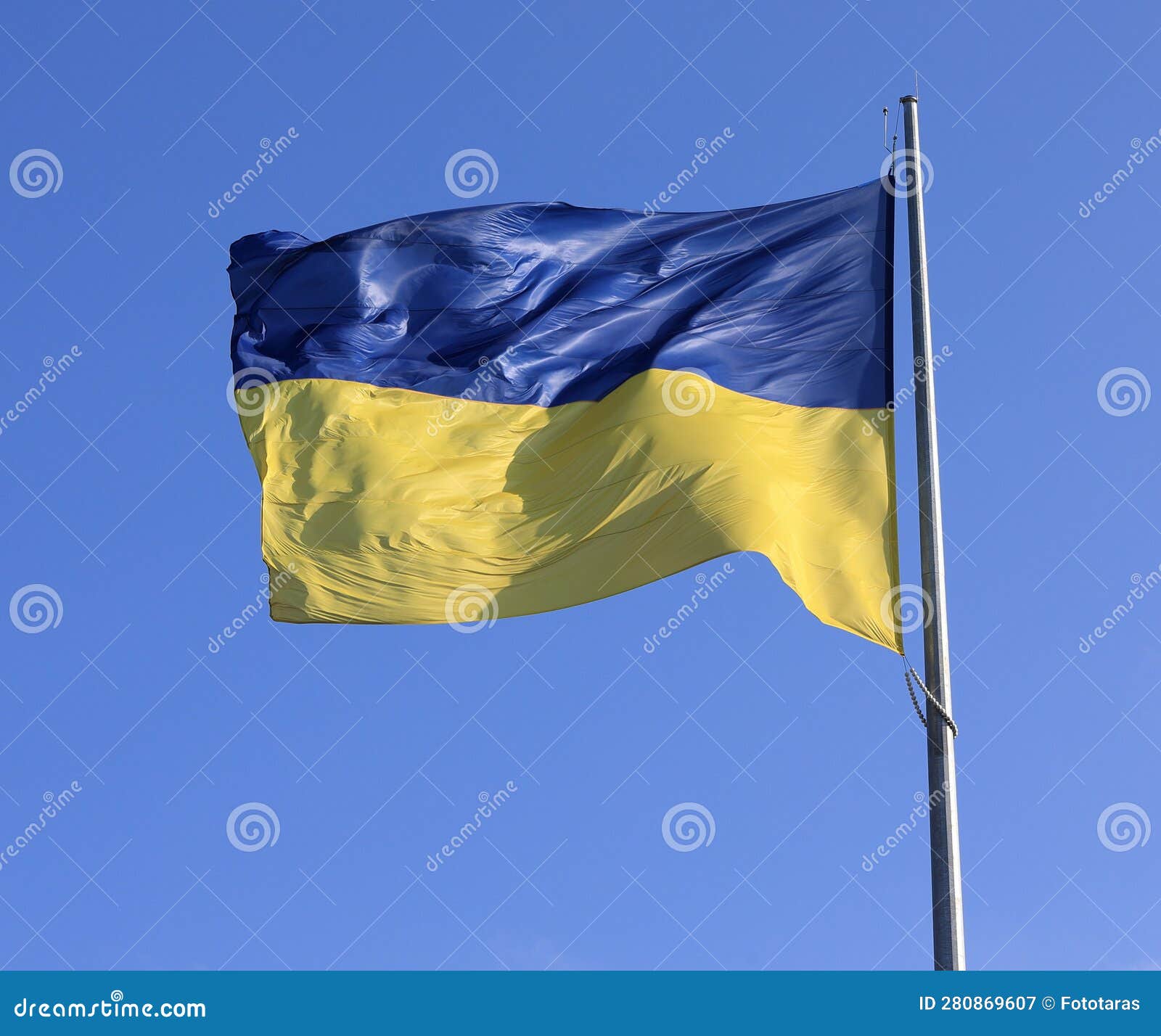 Ukrainian Flag on the Background of the Sky. Stock Image - Image of ...