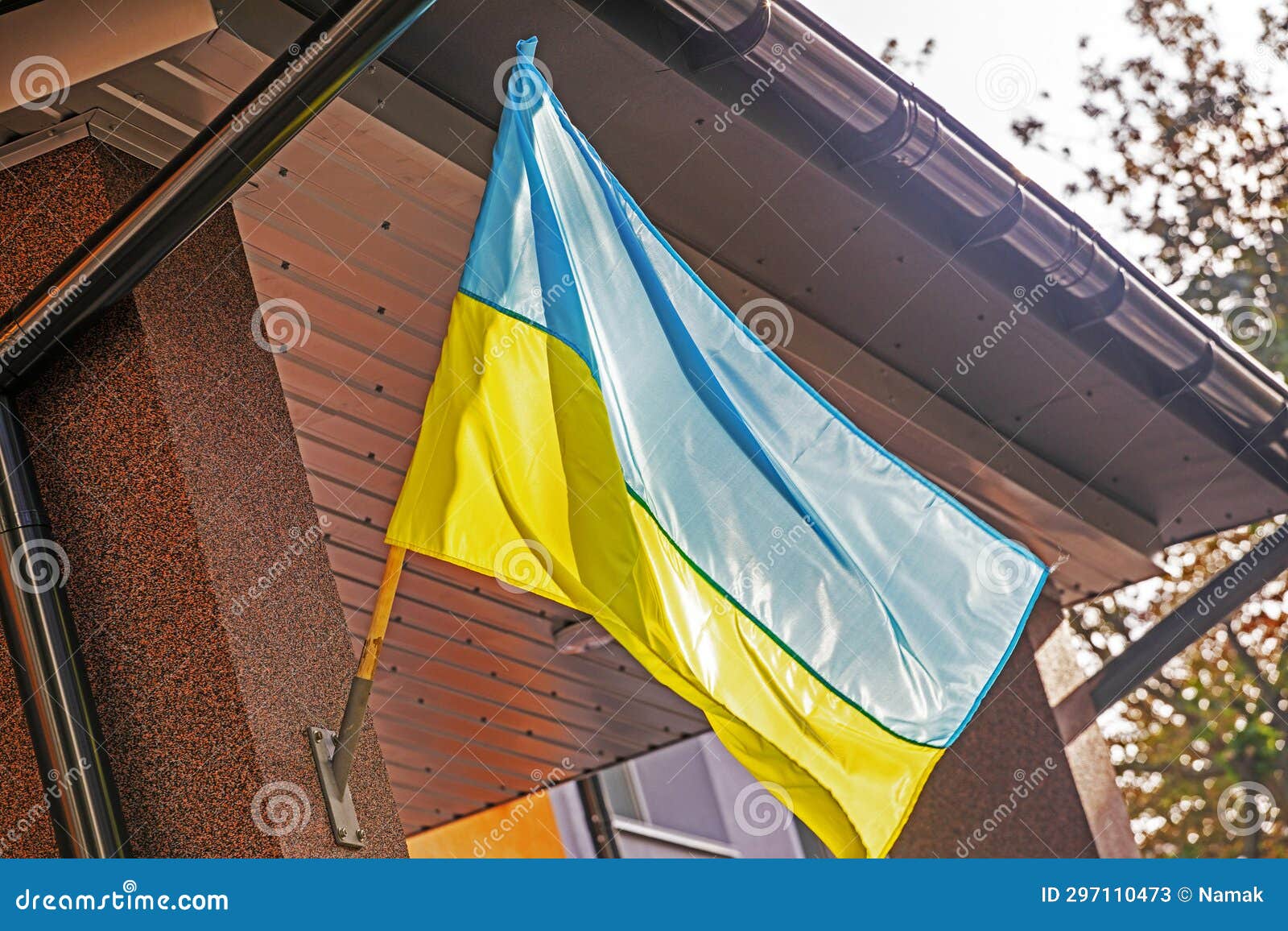Ukrainian Flag Displayed on an Architectural Building, the Context of ...
