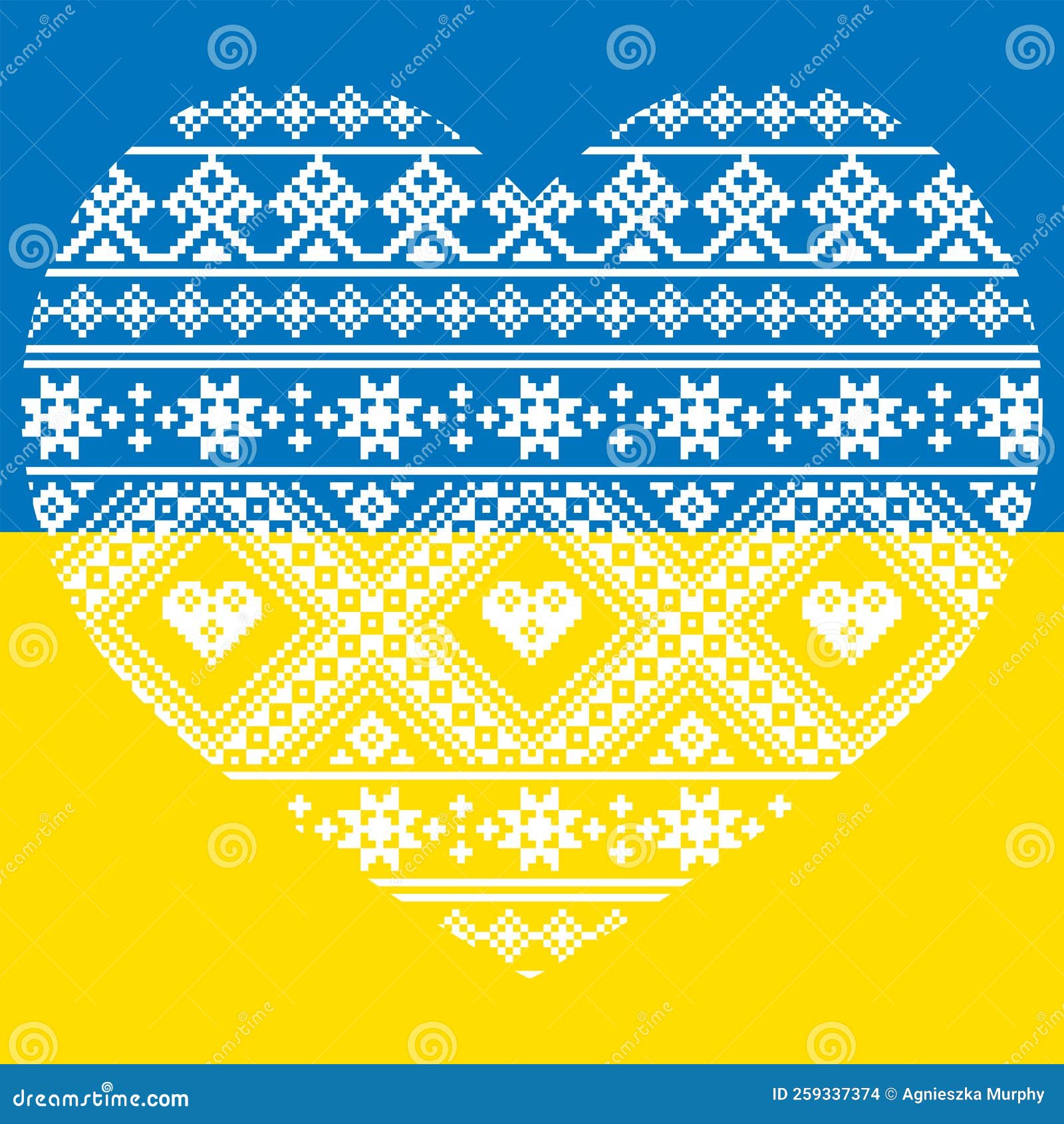 Ukrainian Flag Vector Design with Folk Art Vyshyvanka, Traditional ...