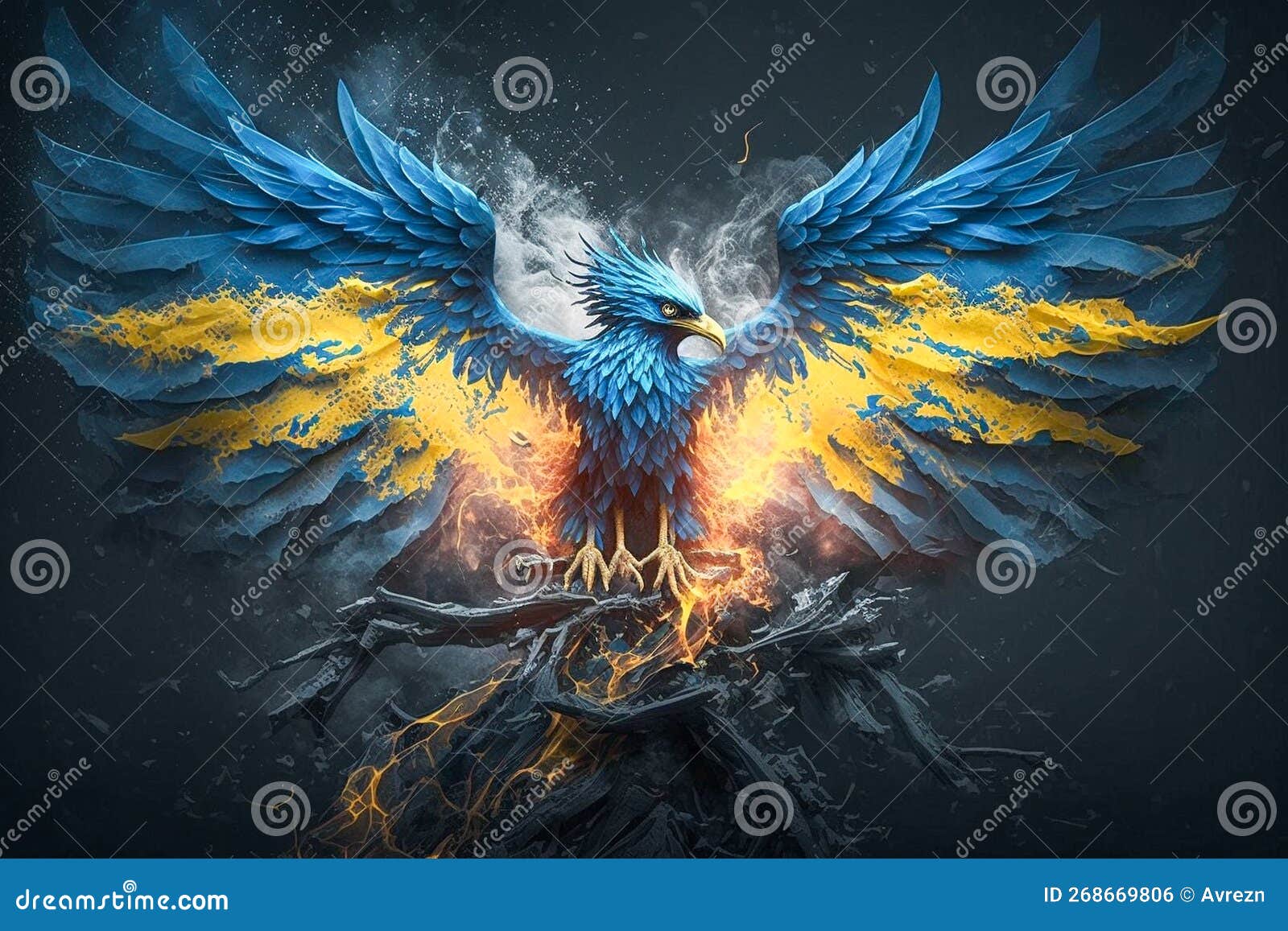 Ukrainian Flag in Form of Phoenix Raising Over the Dust, Generative AI ...