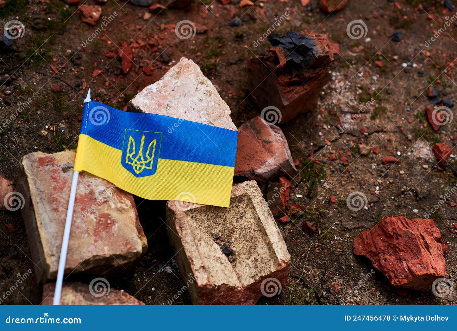 The Flag of Ukraine Lies on the Ground. Stock Photo - Image of luhansk ...