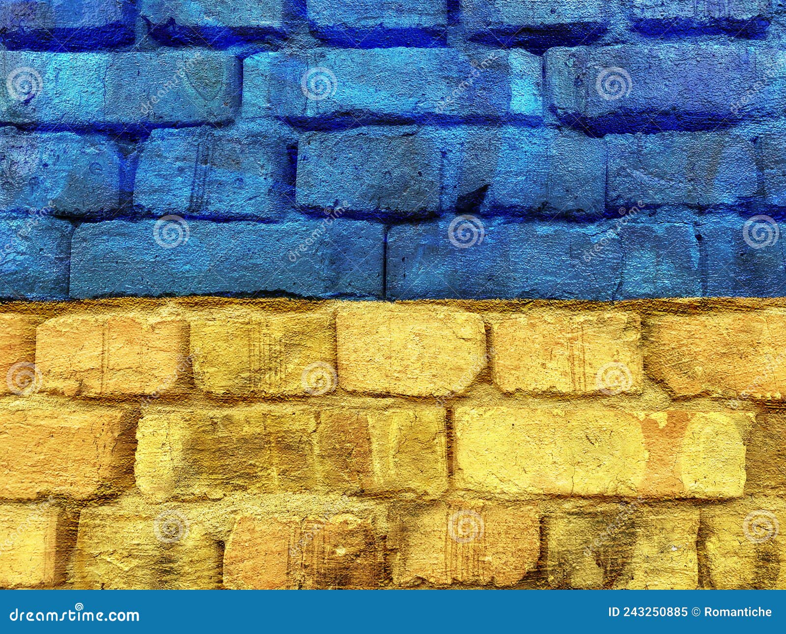 Ukrainian Flag Painted on Brick Wall Stock Image - Image of stand ...