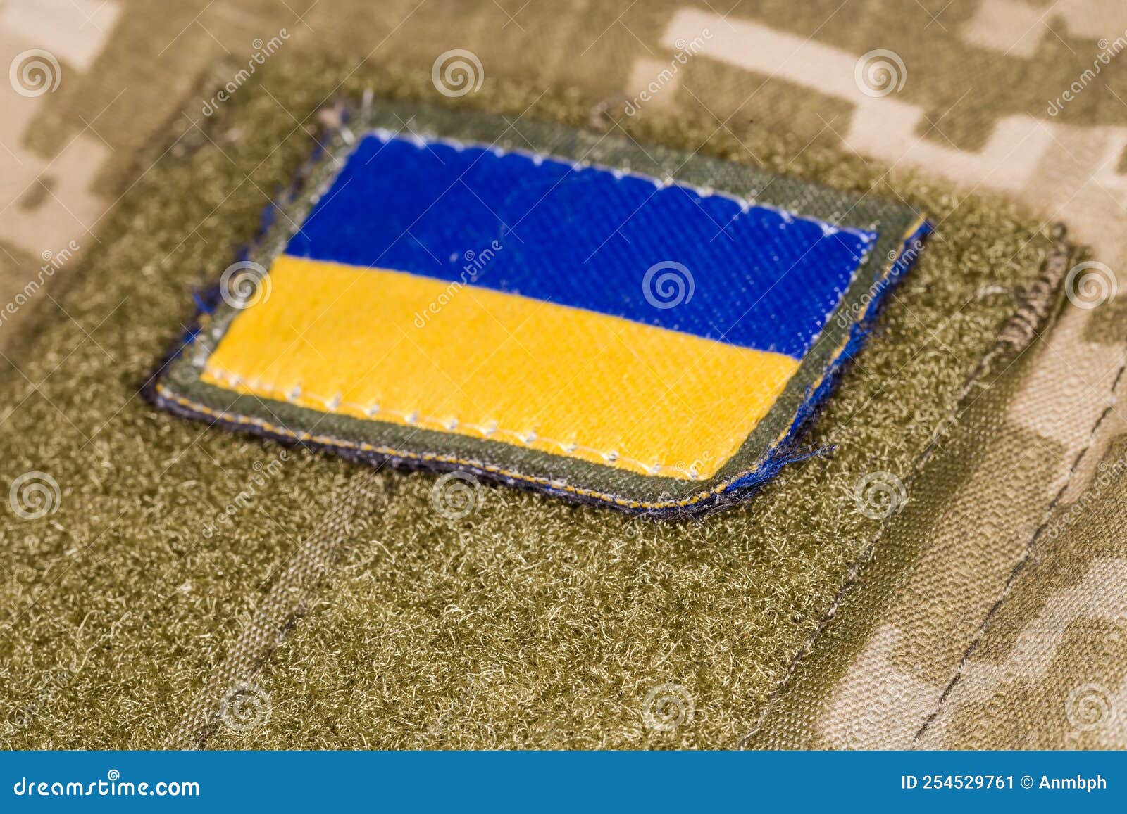 Ukrainian Flag Patch on Camouflage Uniform, Close-up Selective Focus ...