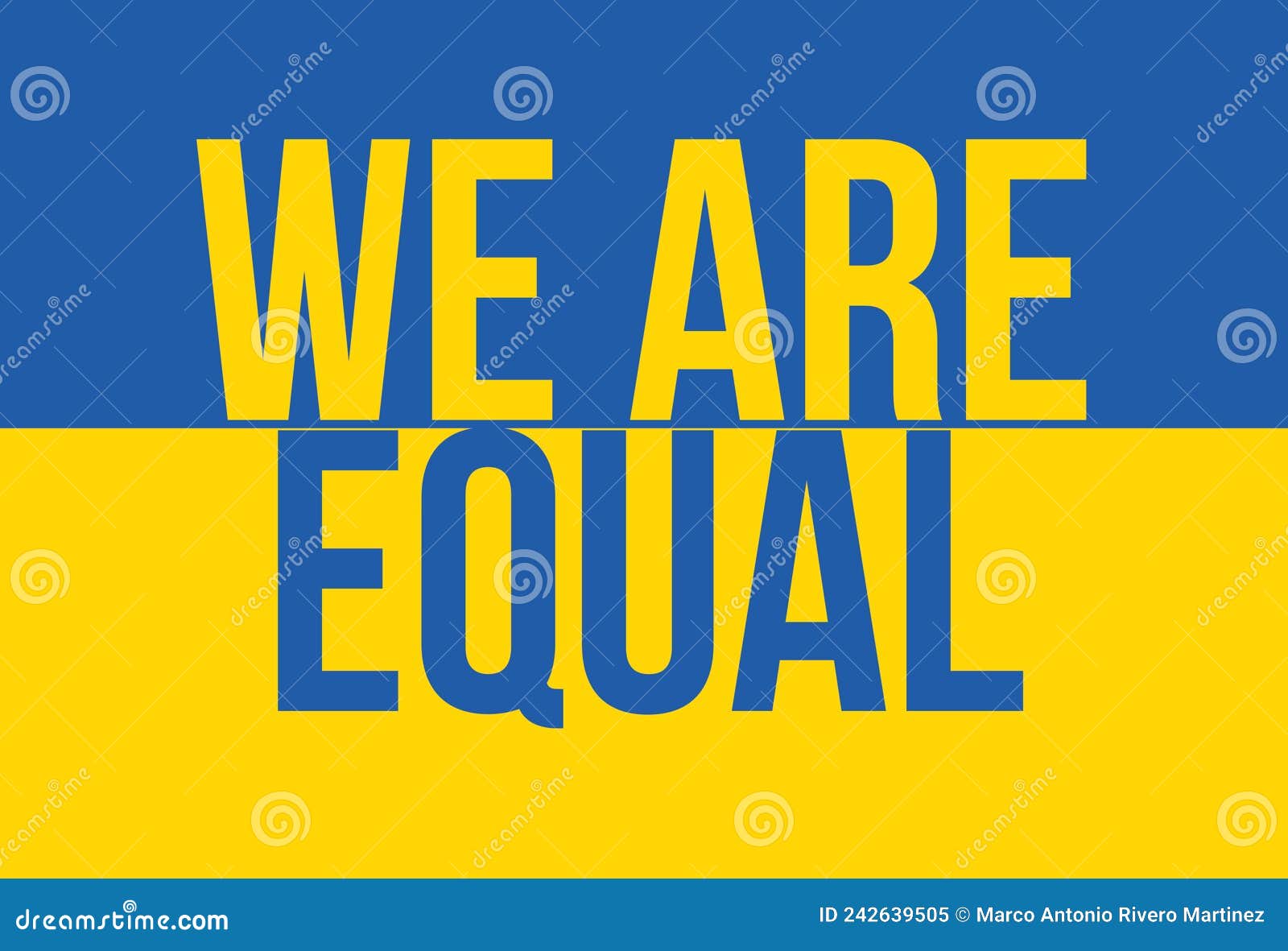 Ukrainian Flag with Text we are Equal Stock Illustration - Illustration ...