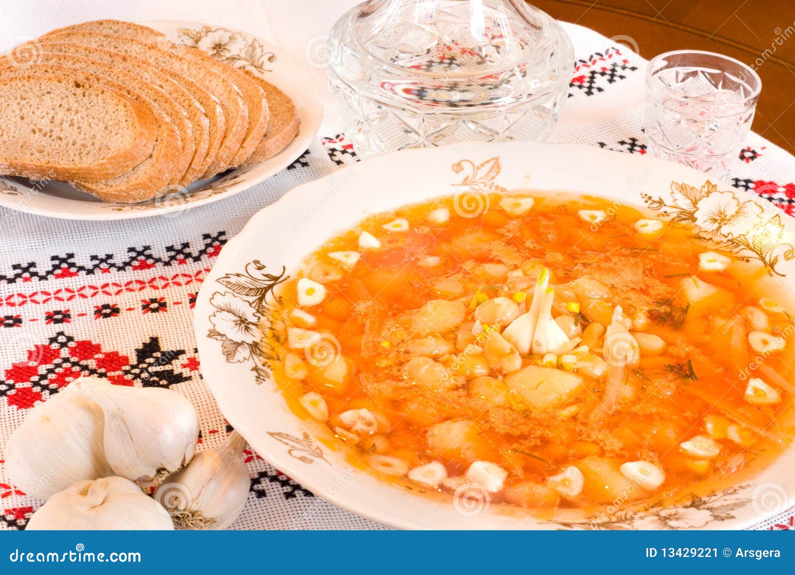 Ukrainian Food - Borsch, Vodka, Bread Stock Image - Image of restaurant ...