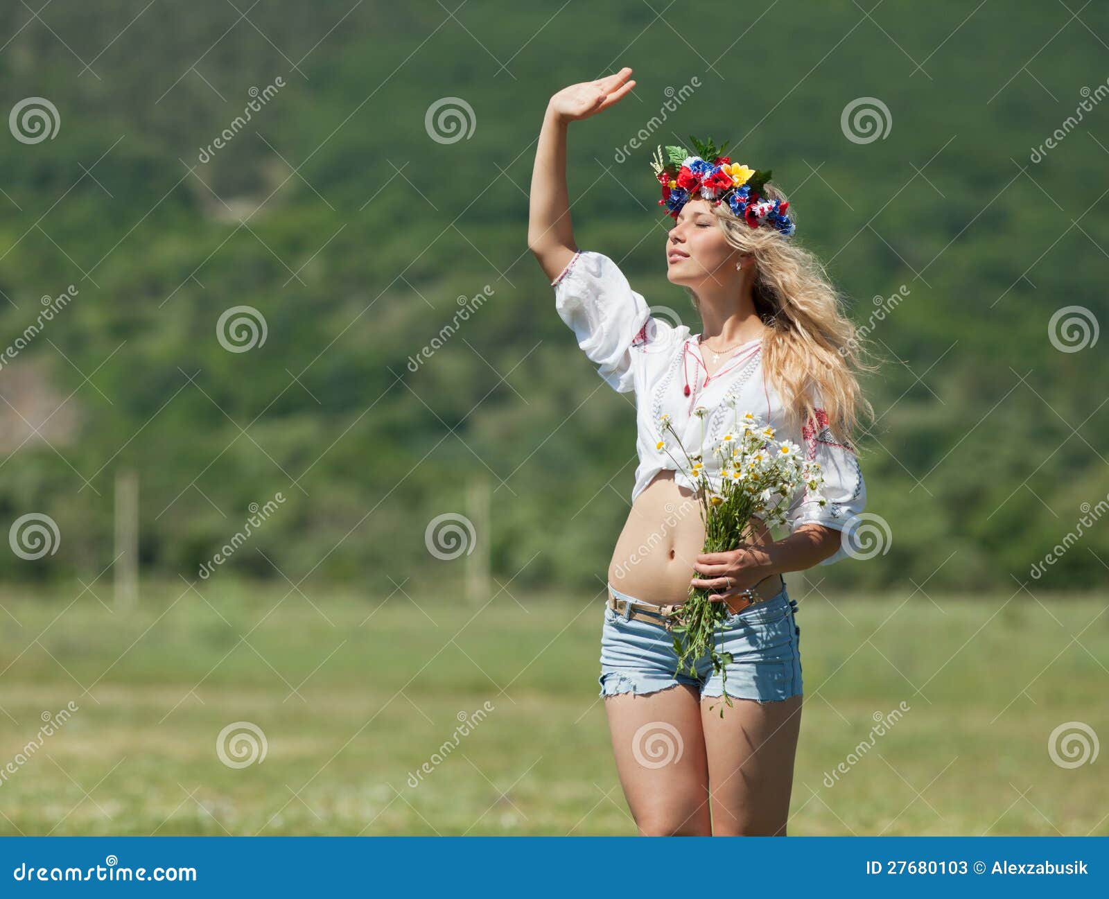 Ukrainian girl in field stock image. Image of lifestyle - 27680103