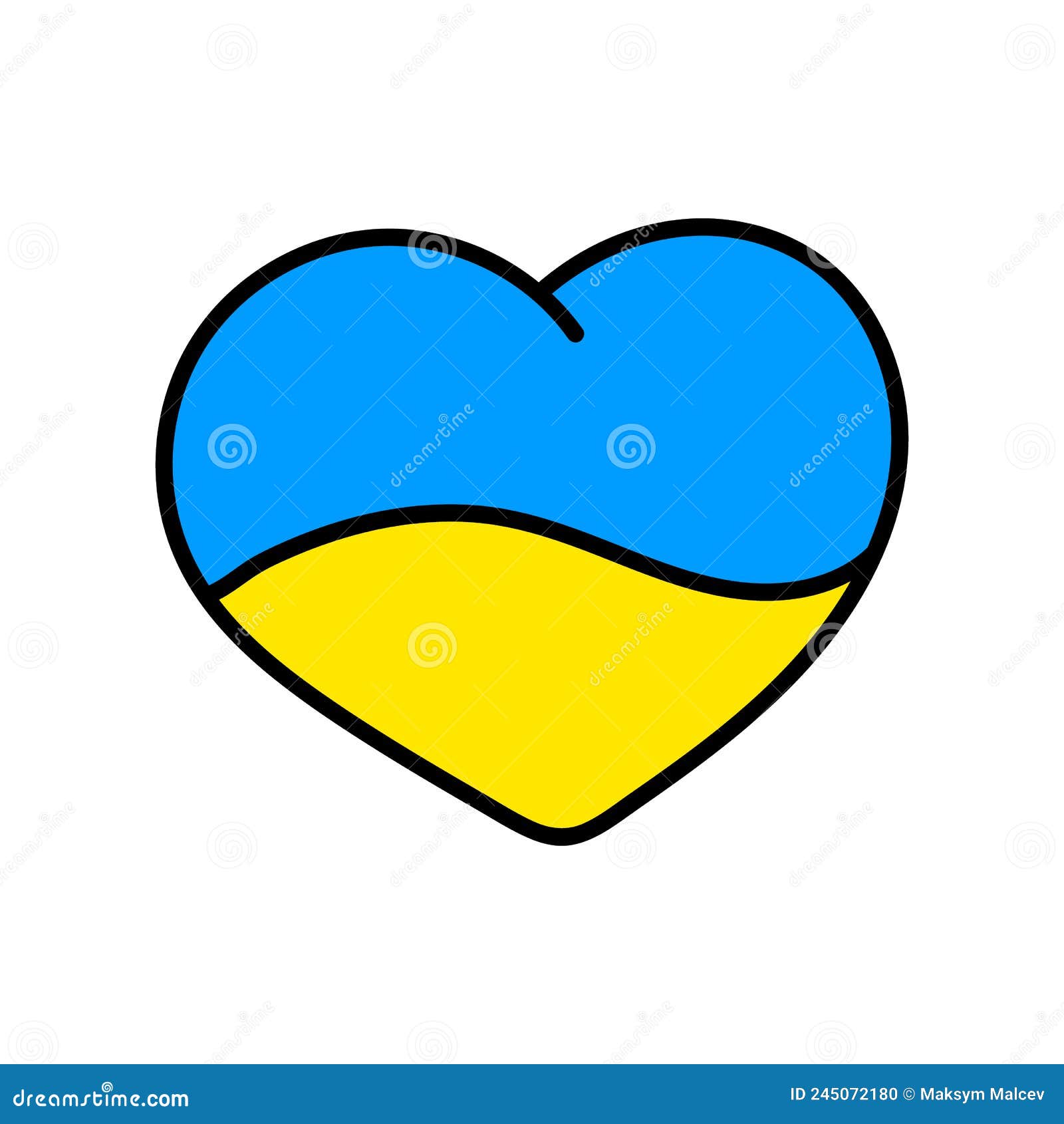 Ukrainian Heart Icon Illustration Isolated on White Background. Vector ...