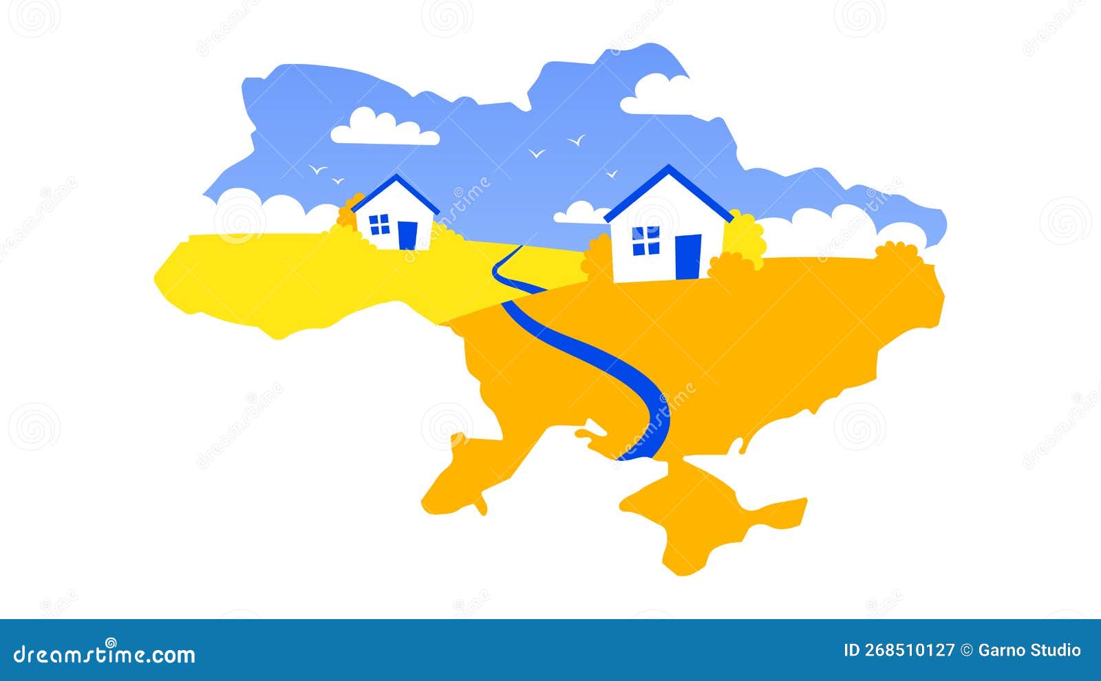 Ukrainian Landscape Inside the Map of Ukraine Stock Vector ...