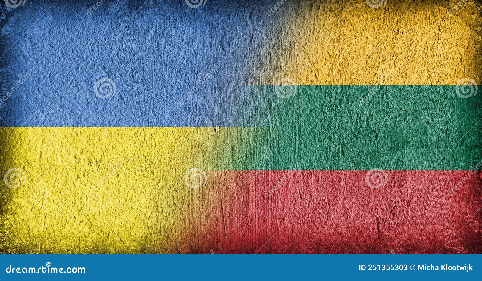 Ukrainian and Lithuanian Flag on Concrete Stock Image - Image of ...