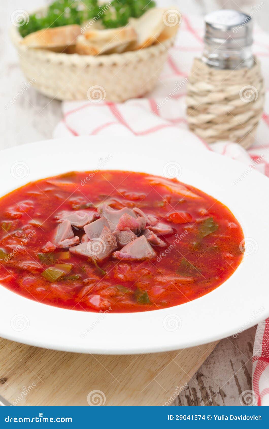 Ukrainian National Red Borscht on the Plate Vertical Stock Photo ...
