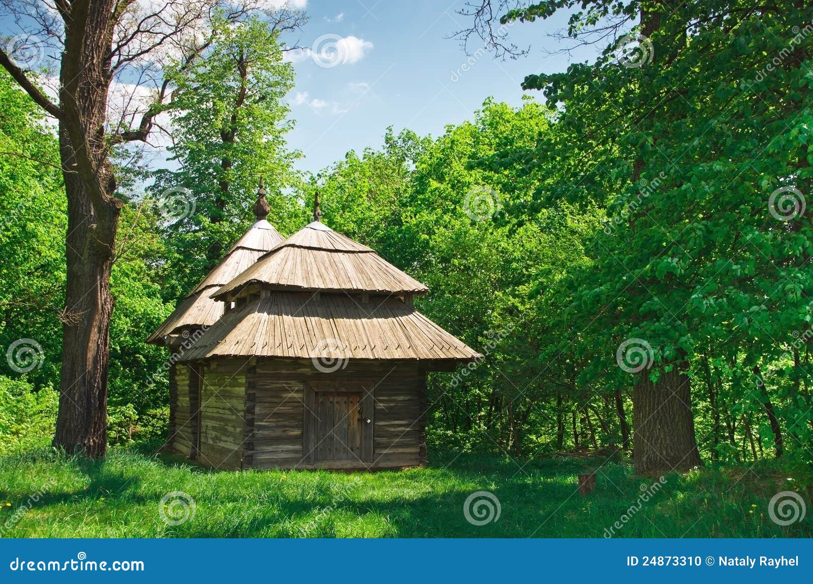 Ukrainian old log hut stock photo. Image of decline, green - 24873310