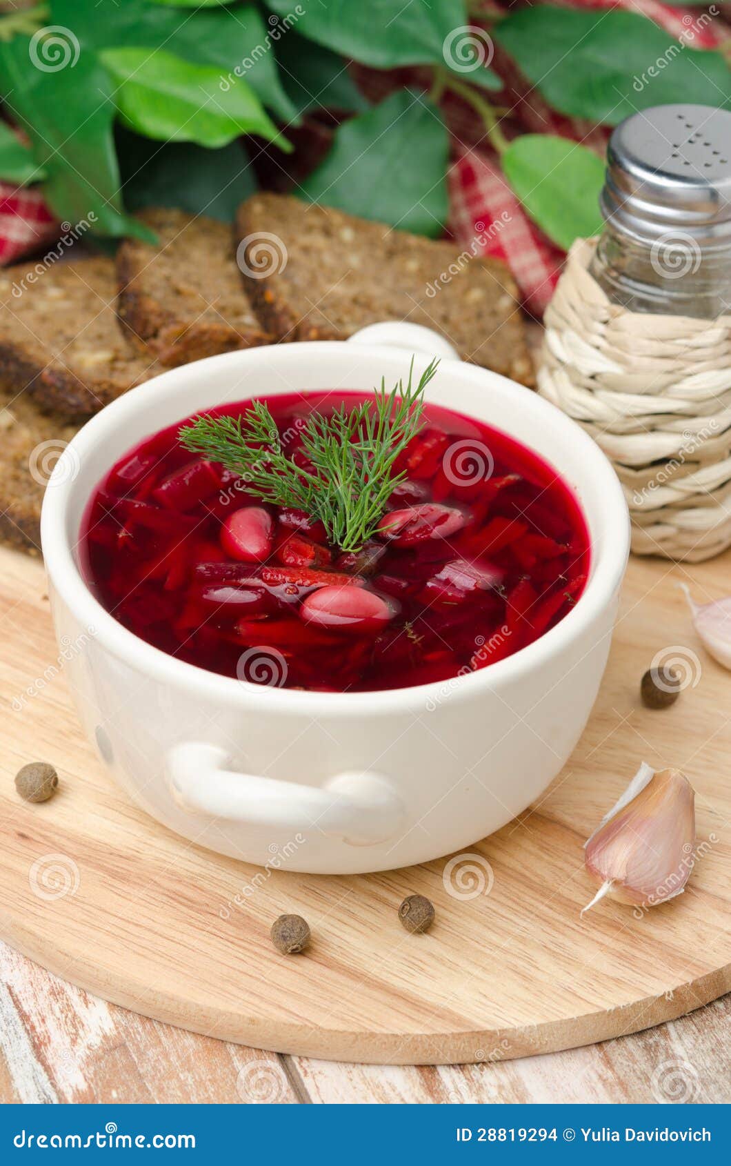 Ukrainian and Russian National Red Borsch with Herbs Stock Photo ...