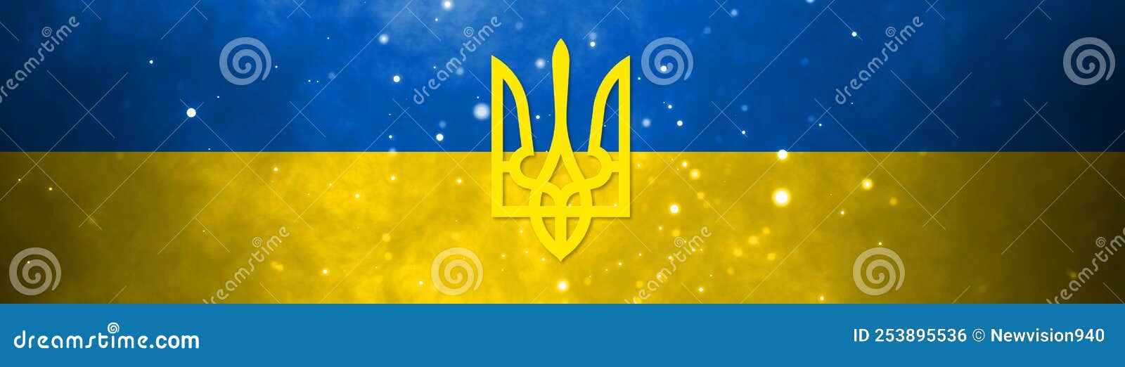 Ukrainian State Emblem on a Background of Yellow and Blue Flag Stock ...