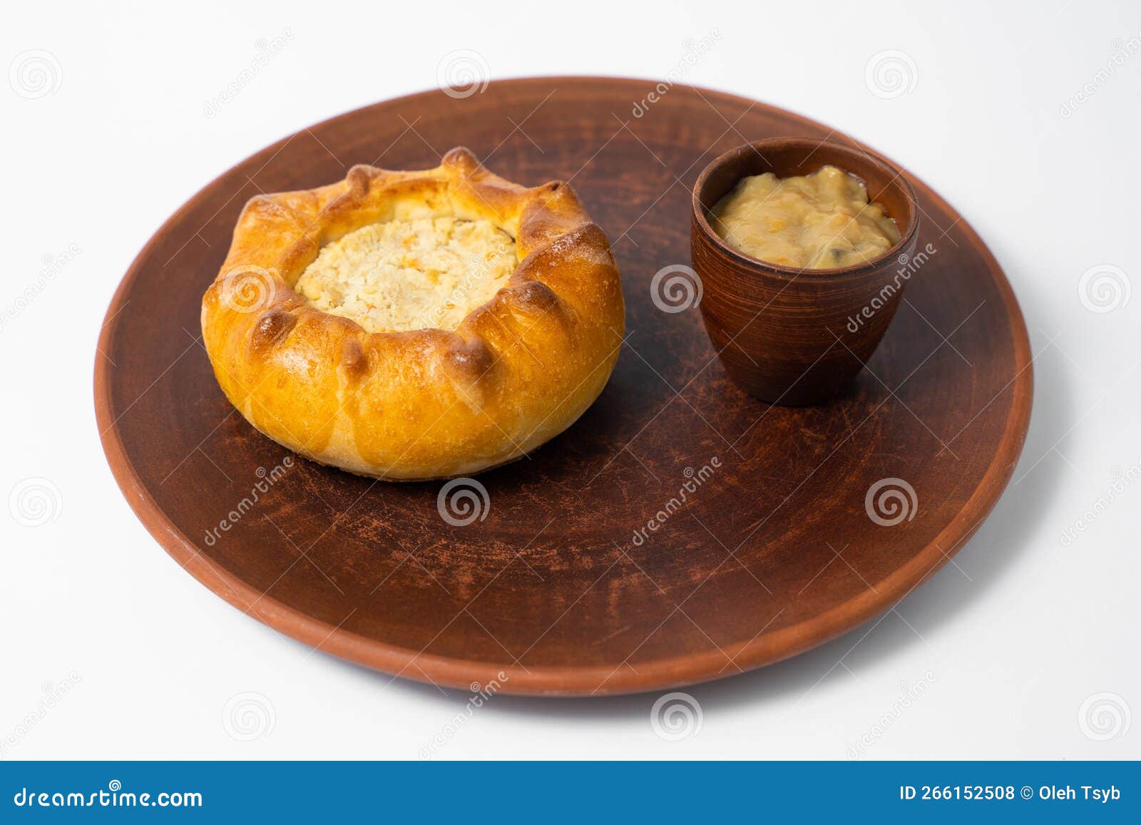 Ukrainian Traditional Bun with Meat and Sauce Stock Photo - Image of ...