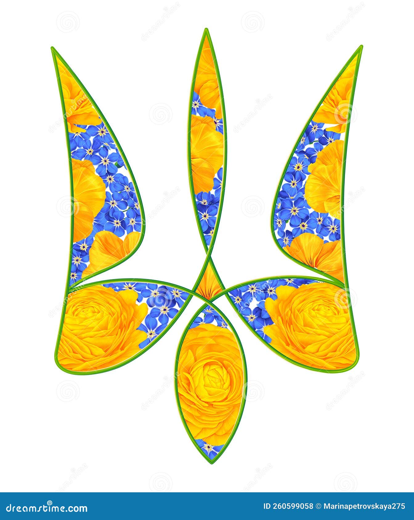 Floral Trident. Emblem of Ukraine. Concept of Patriotism. Support of ...