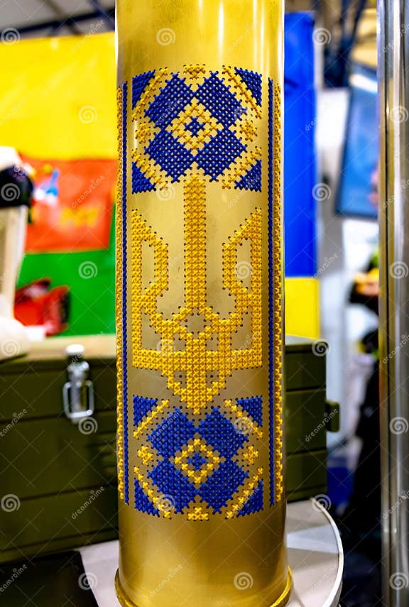 Ukrainian Trident with a Pattern Applied To an Artillery Shell Casing ...