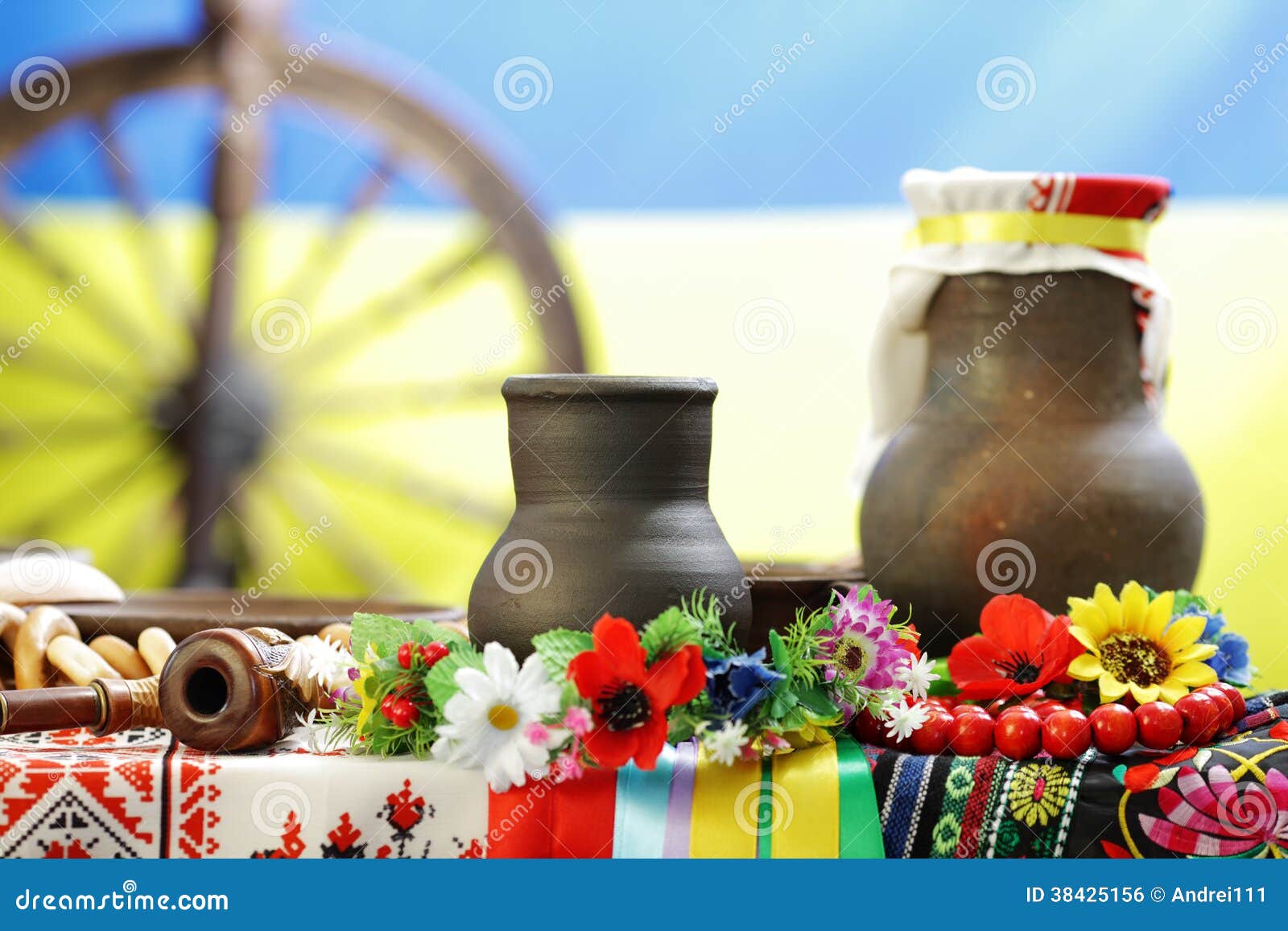 Ukrainian utensils stock photo. Image of decoration, fence - 38425156
