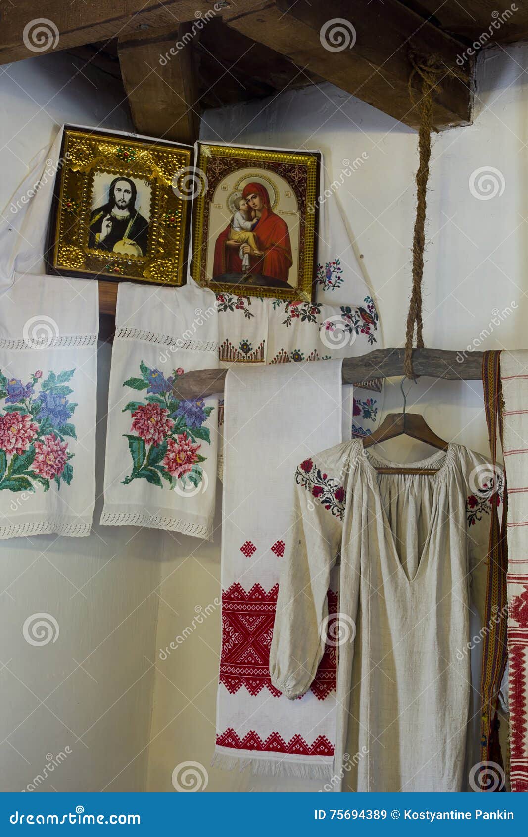 Ukrainian vintage interior editorial stock image. Image of house - 75694389