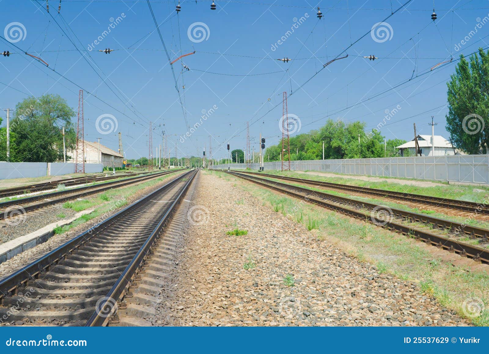 Railroad Landscape With Rails Stock Photo | CartoonDealer.com #206246088