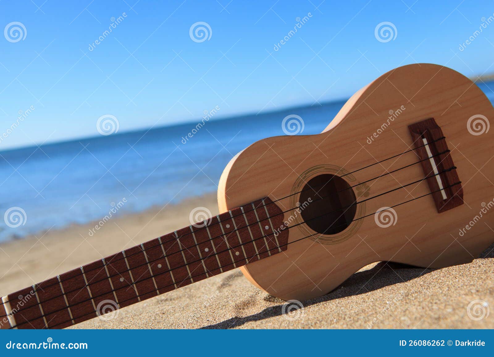 Ukulele on a beach stock photo. Image of blue, nature - 26086262