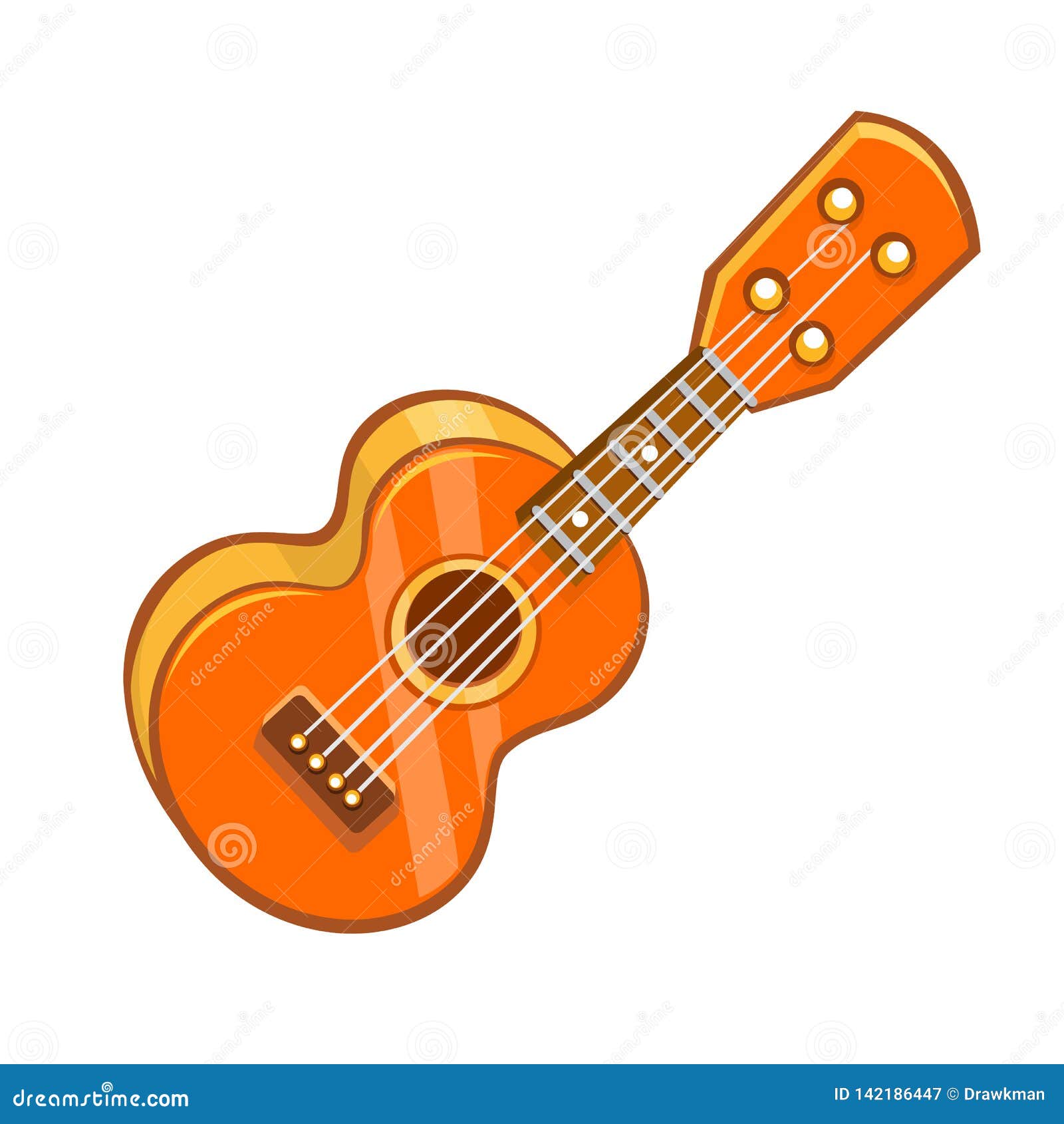 Cartoon Ukulele Illustration Vector Icon Of Ukulele Isolated Stock