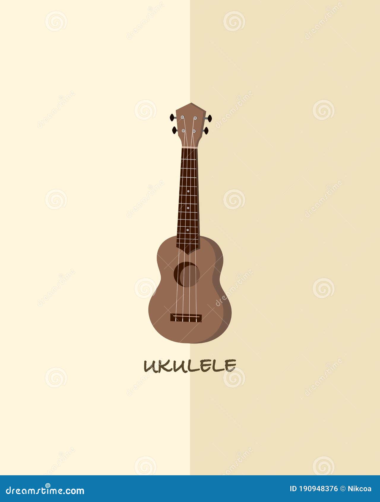 Ukulele Isolated on Yellow Background. Vector Illustration Stock Vector ...