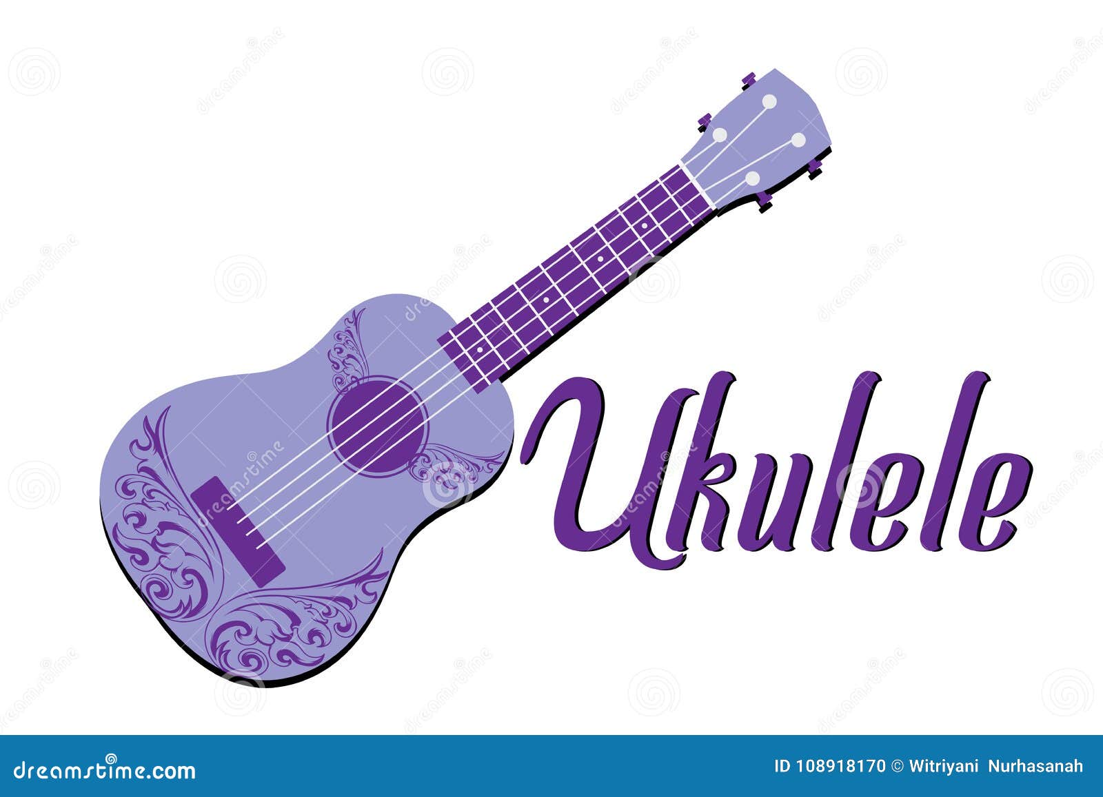Ukulele purple stock illustration. Illustration of melody - 108918170
