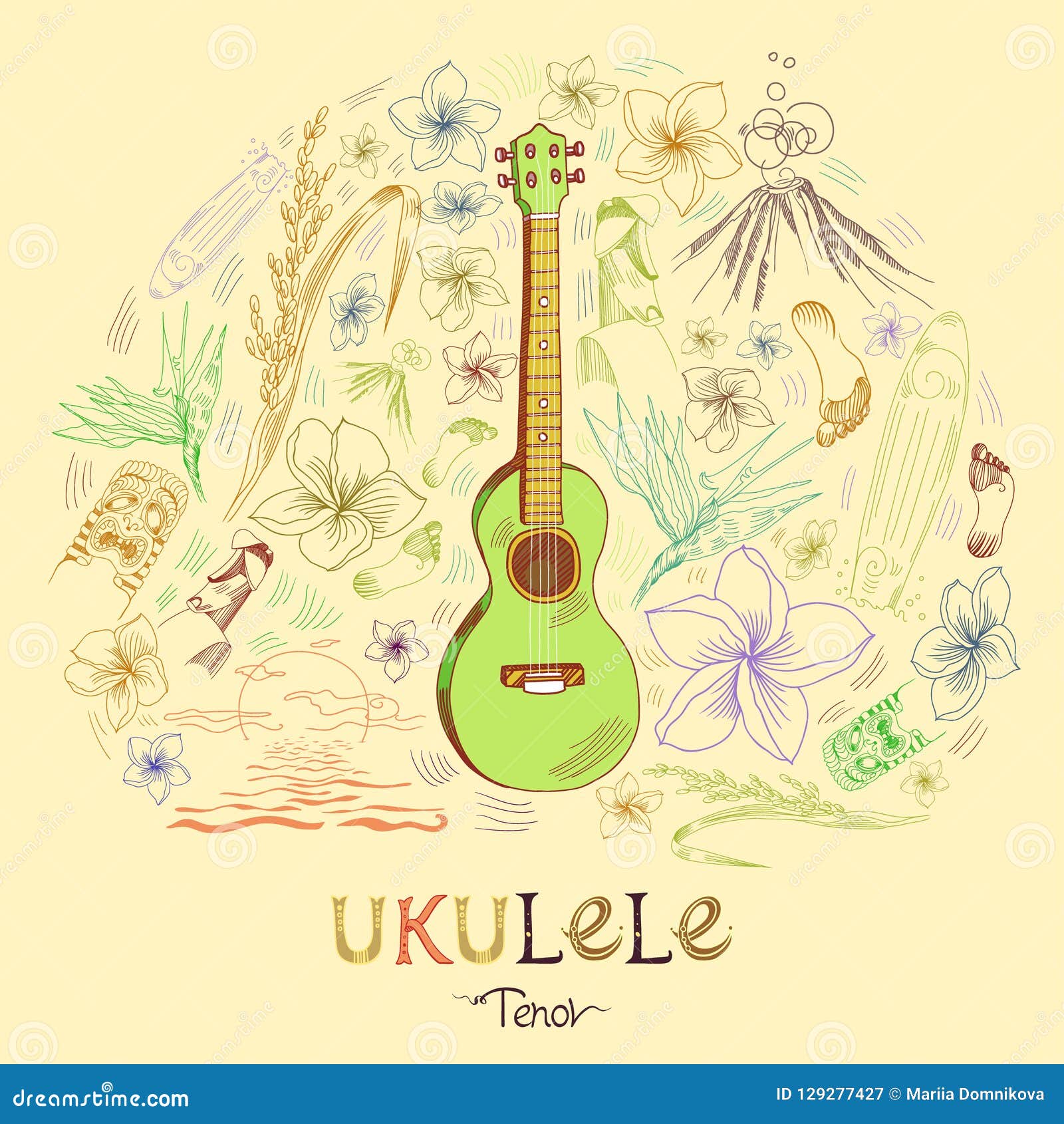 Ukulele Tenor in Round Shape Pattern Stock Vector - Illustration of ...