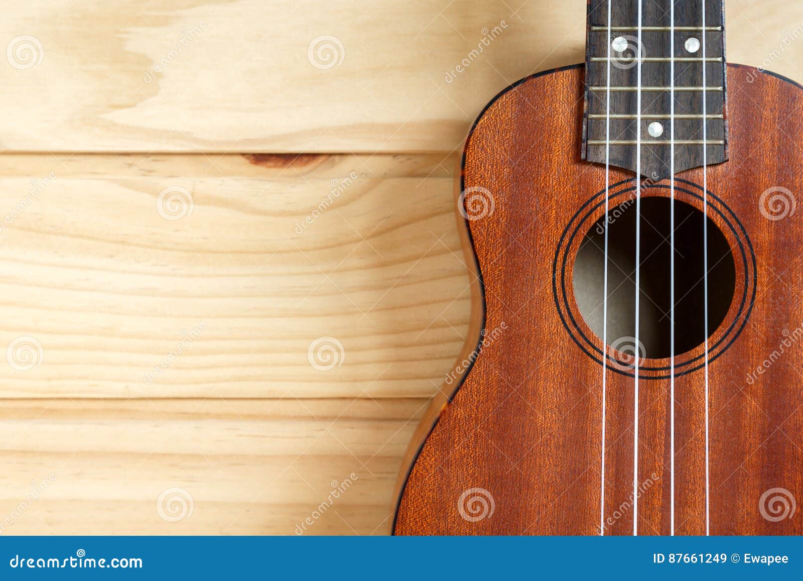 Ukulele on Wooden Background. Stock Image - Image of wooden, sound ...