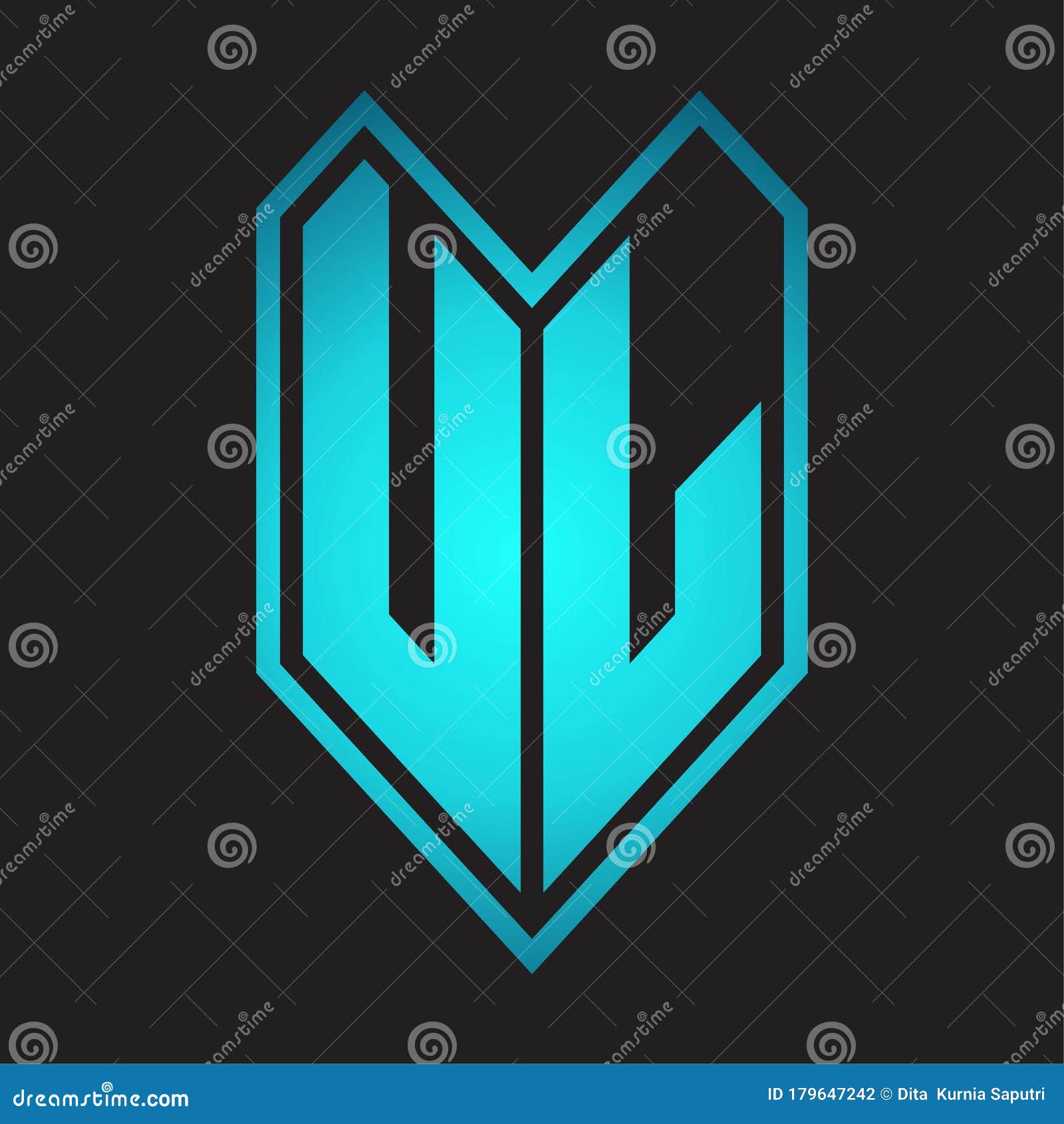 UL Logo Monogram with Emblem Line Style Isolated on Blue Gradient ...