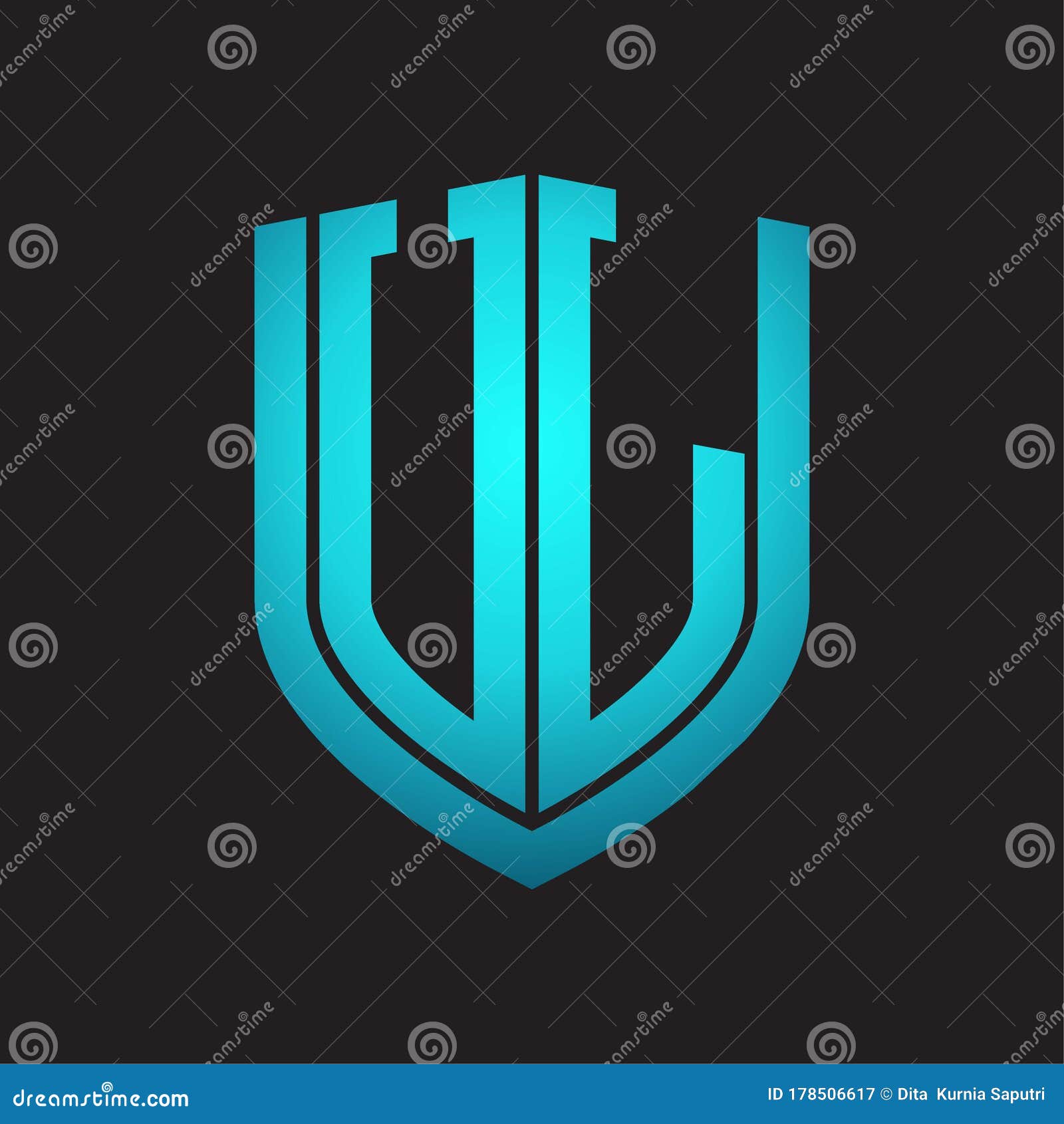 UL Logo Monogram with Emblem Shield Design Isolated with Blue Colors on ...