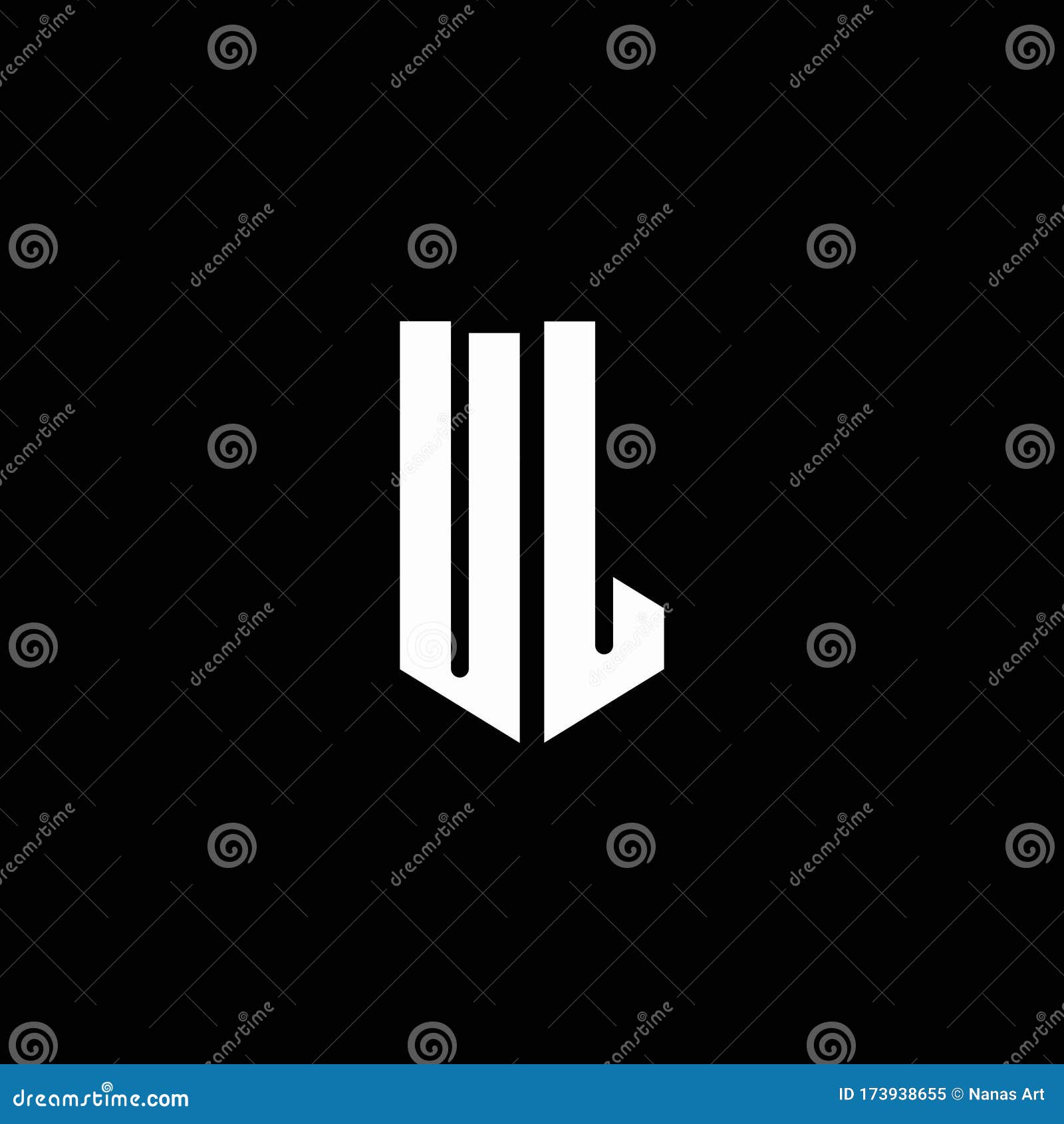 UL Logo Monogram with Emblem Style Isolated on Black Background Stock ...