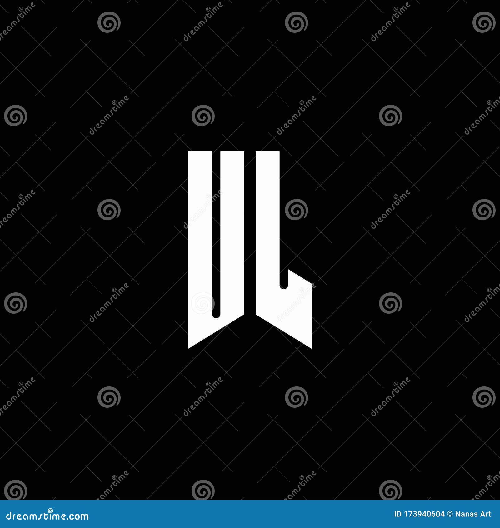 UL Logo Monogram with Emblem Style Isolated on Black Background Stock ...