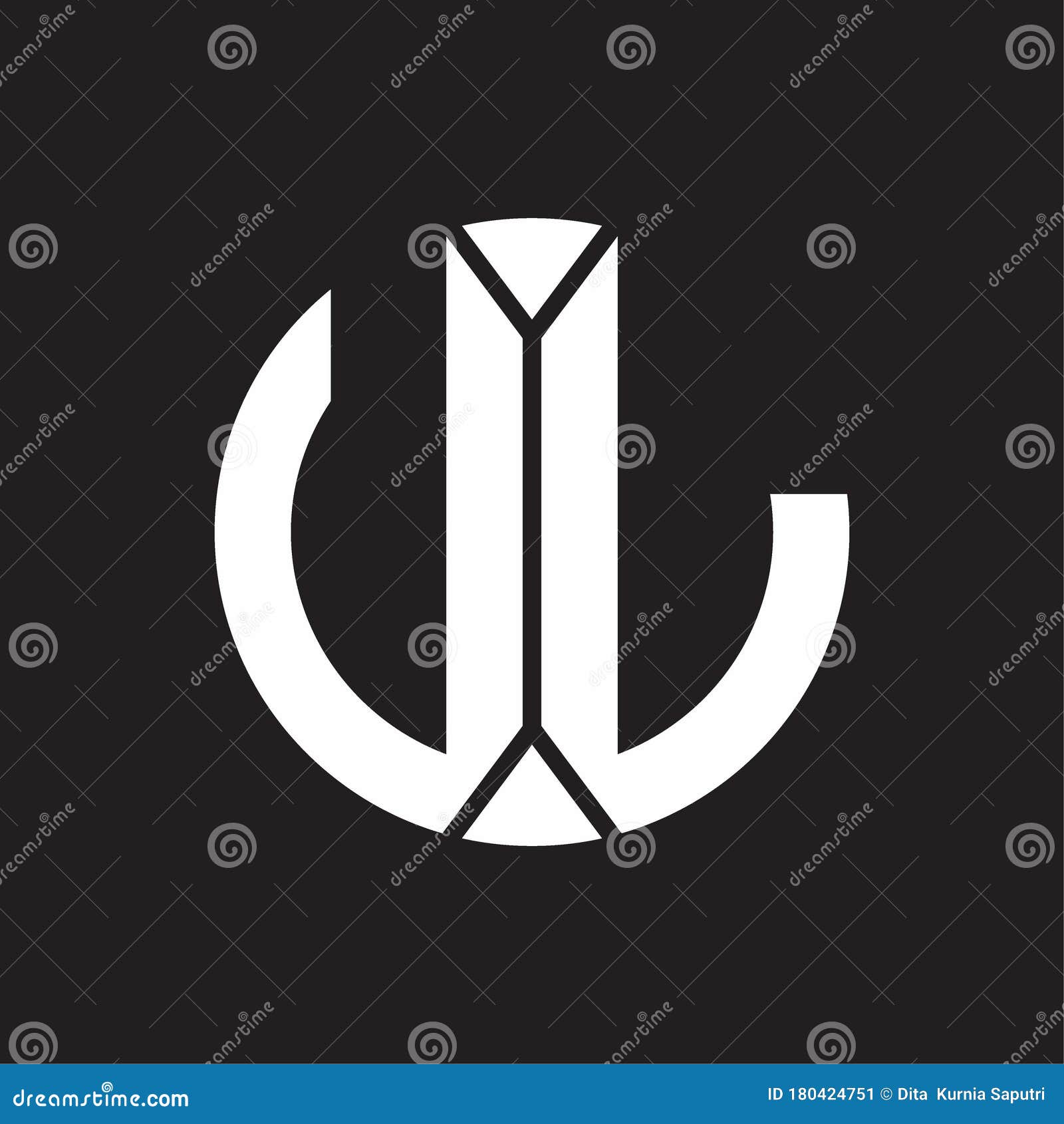 UL Logo Monogram with Piece Circle Ribbon Style Stock Illustration ...
