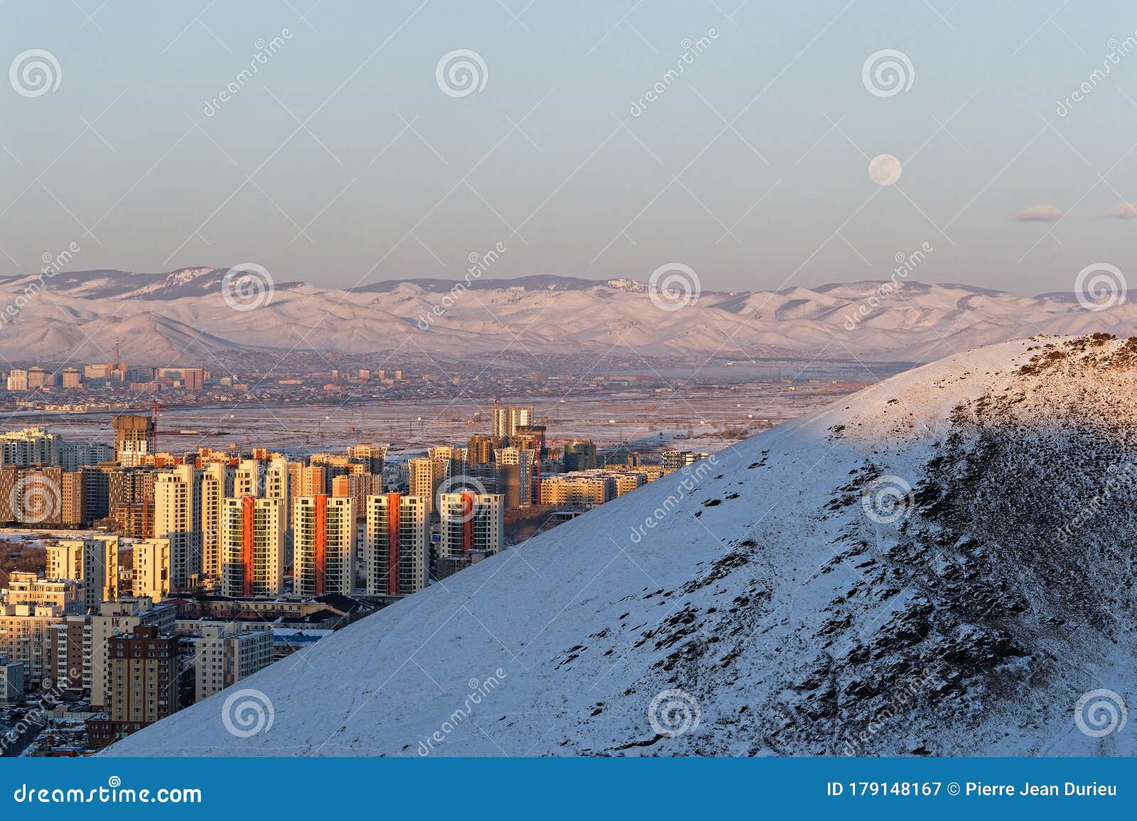 Ulaan Baatar Buildings of City Center at Sunset Light Stock Image ...