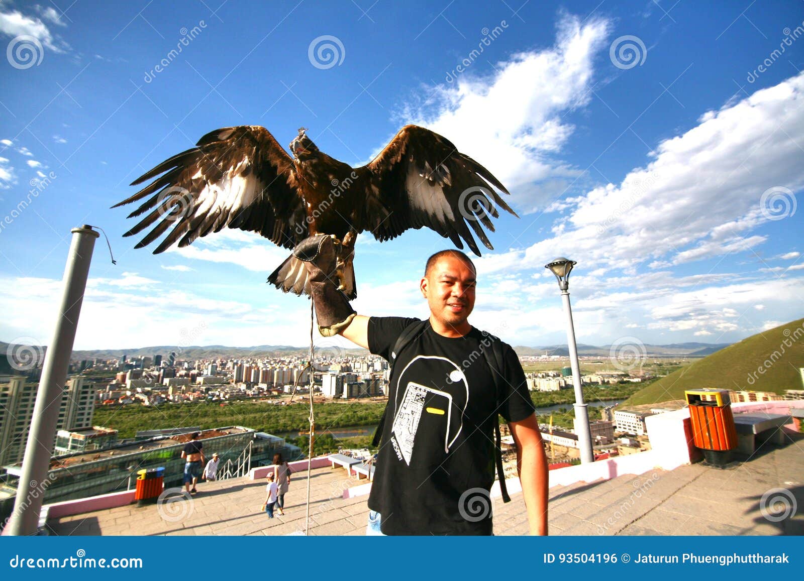 Ulaanbaatar Mongolia July 3 ,2016 - the Man Catch a Hawk at Zaisan ...