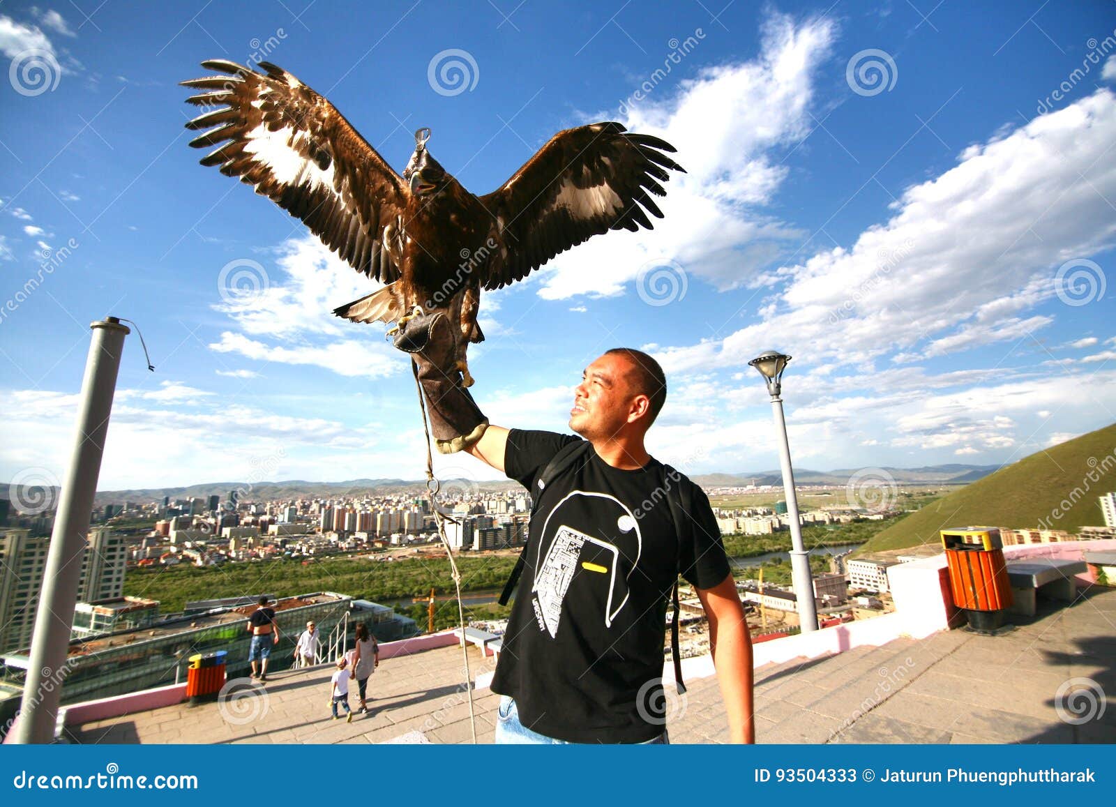 Ulaanbaatar Mongolia July 3 ,2016 - the Man Catch a Hawk at Zaisan ...