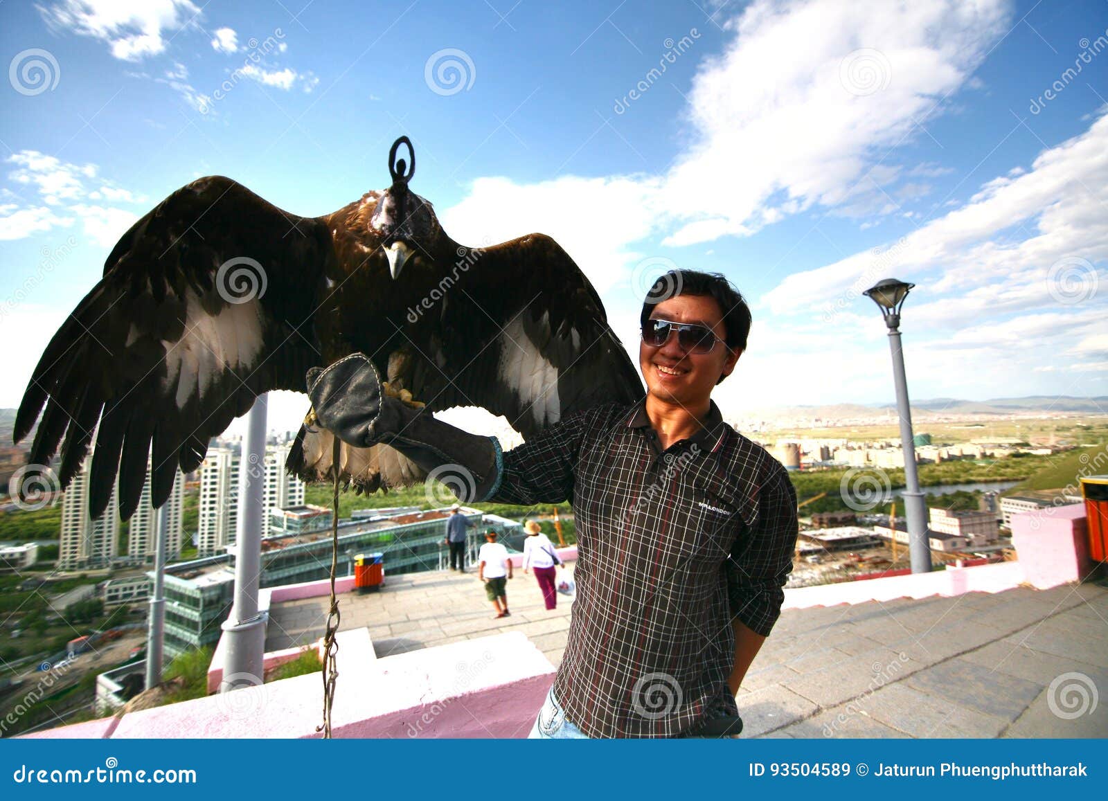 Ulaanbaatar Mongolia July 3 ,2016 - the Man Catch a Hawk at Zaisan ...