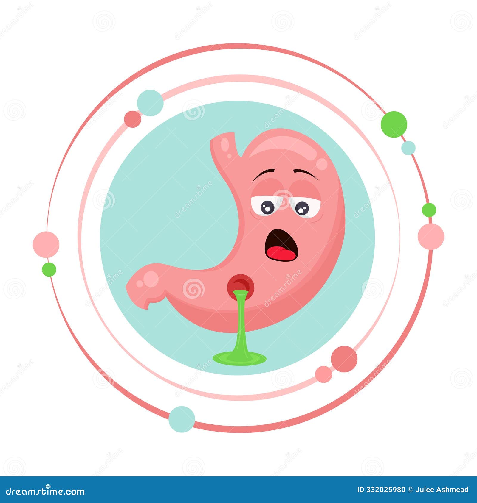 Isolated Cartoon Character Human Stomach Suffering from a Gastric Ulcer ...