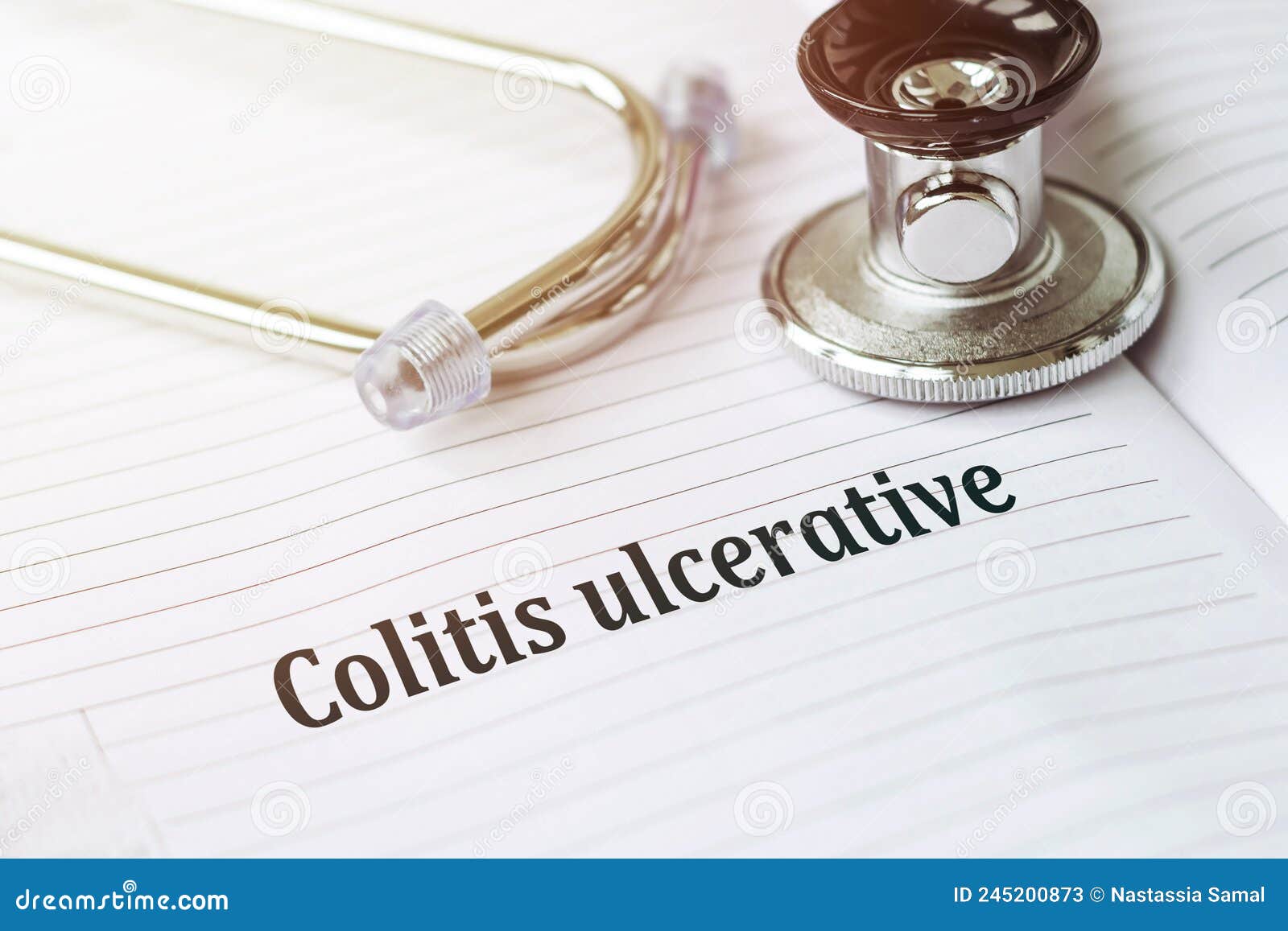 Ulcerative Colitis Written in an Open Notebook with Stethoscope Stock ...