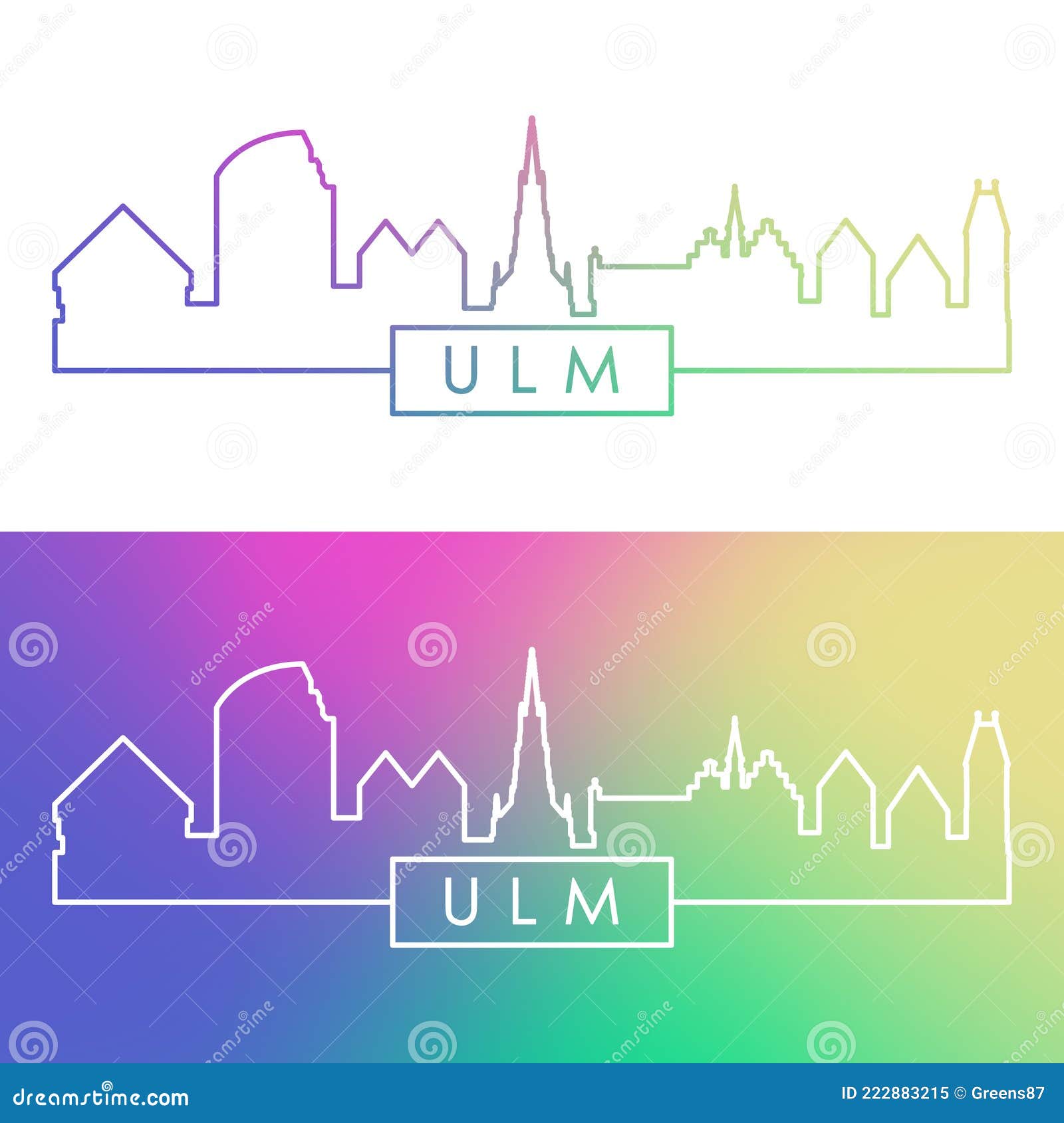 Ulm Skyline. Color Linear Style Stock Vector - Illustration of ...