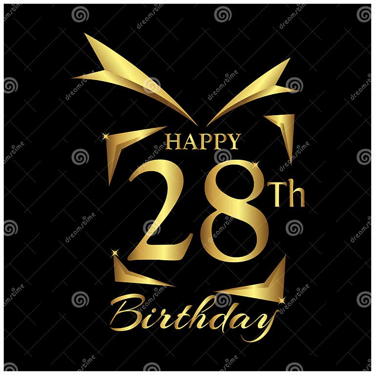 Happy Birthday Twenty Eight Years. Elegant Design with Number Stock ...
