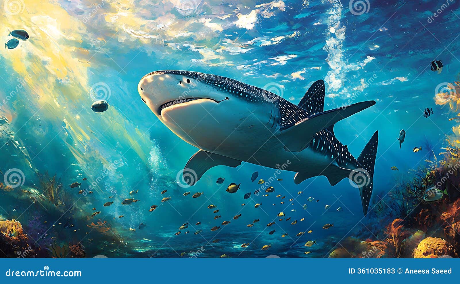 The Ultimate Apex Predator, Gliding through the Deep Blue Ocean. Stock ...