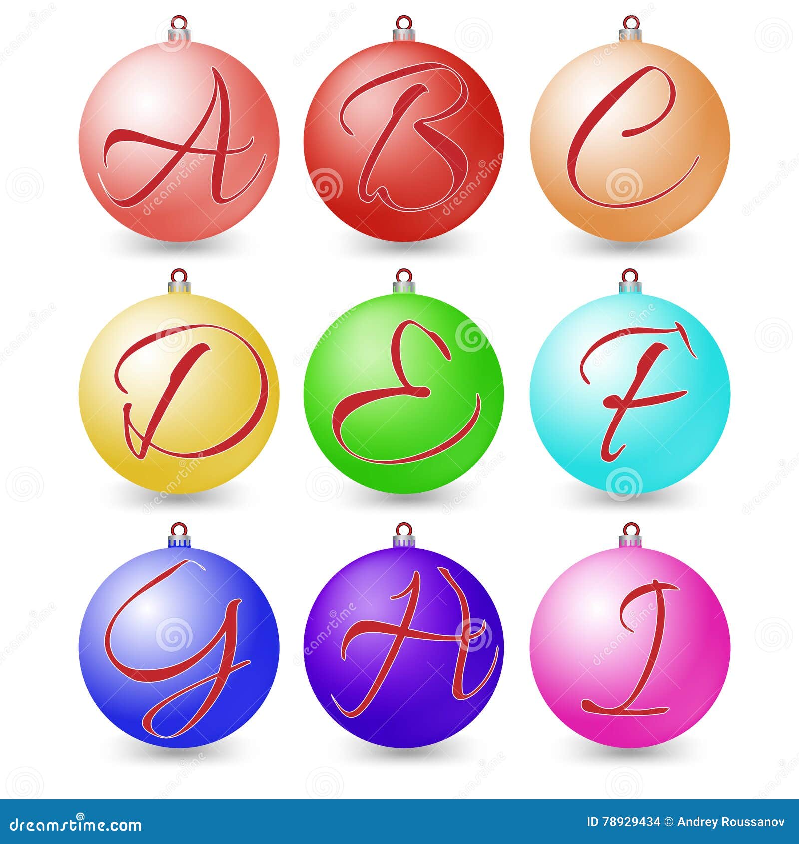 Ultimate Set of Alphabet Font Symbols on Christmas Balls. Stock Vector ...