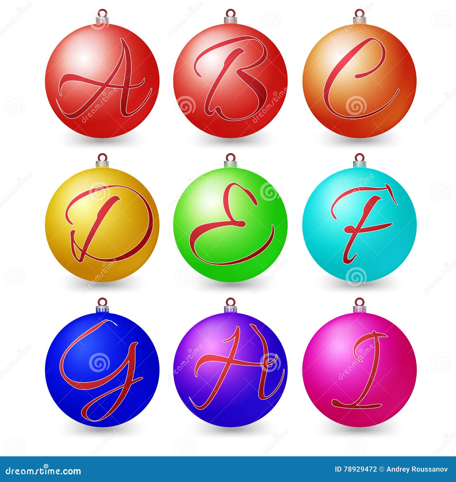 Ultimate Set of Alphabet Font Symbols on Christmas Balls. Stock Vector ...