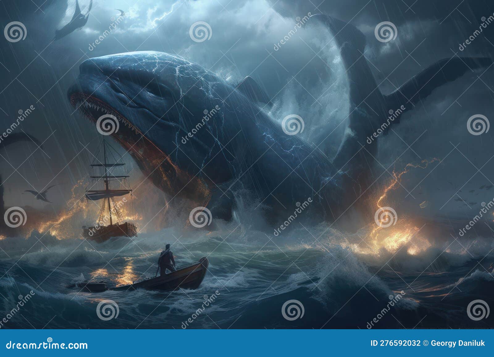 Titanic Battle: Sea Monster Vs Whale - a Stunning 8k Concept Art with ...
