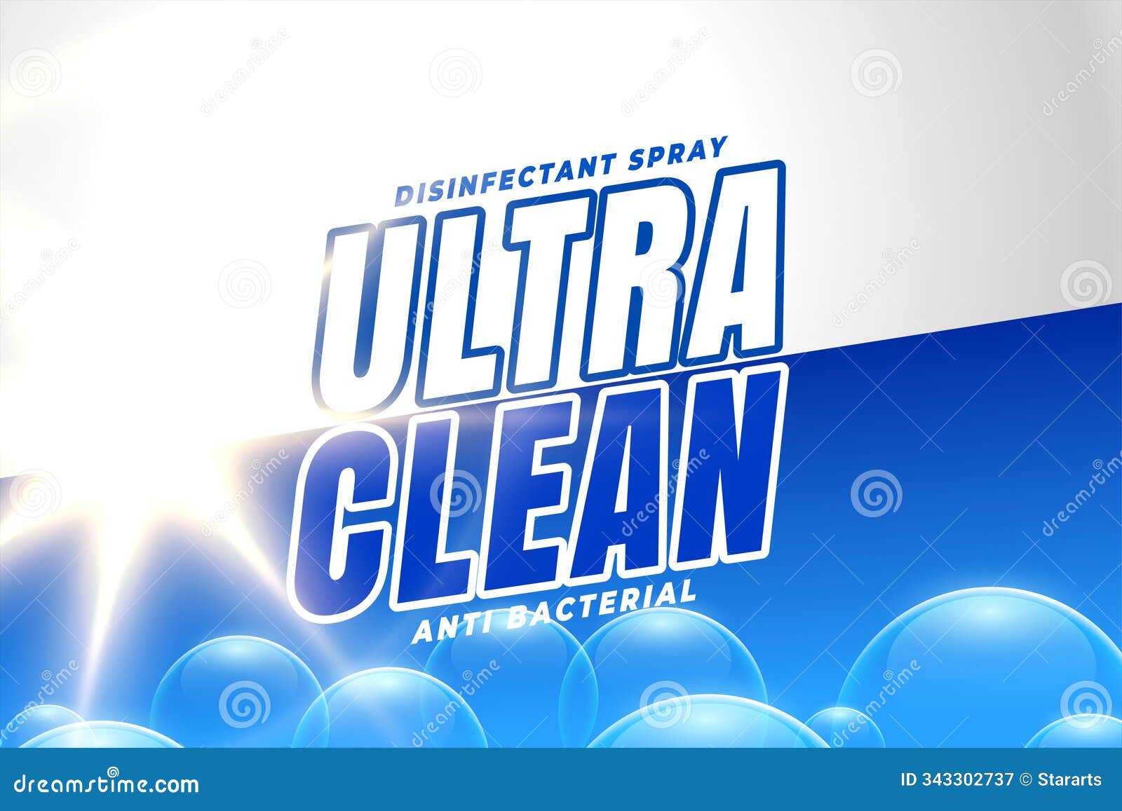 Ultra Clean Detergent Bleach Powder Label with Light Effect Stock ...